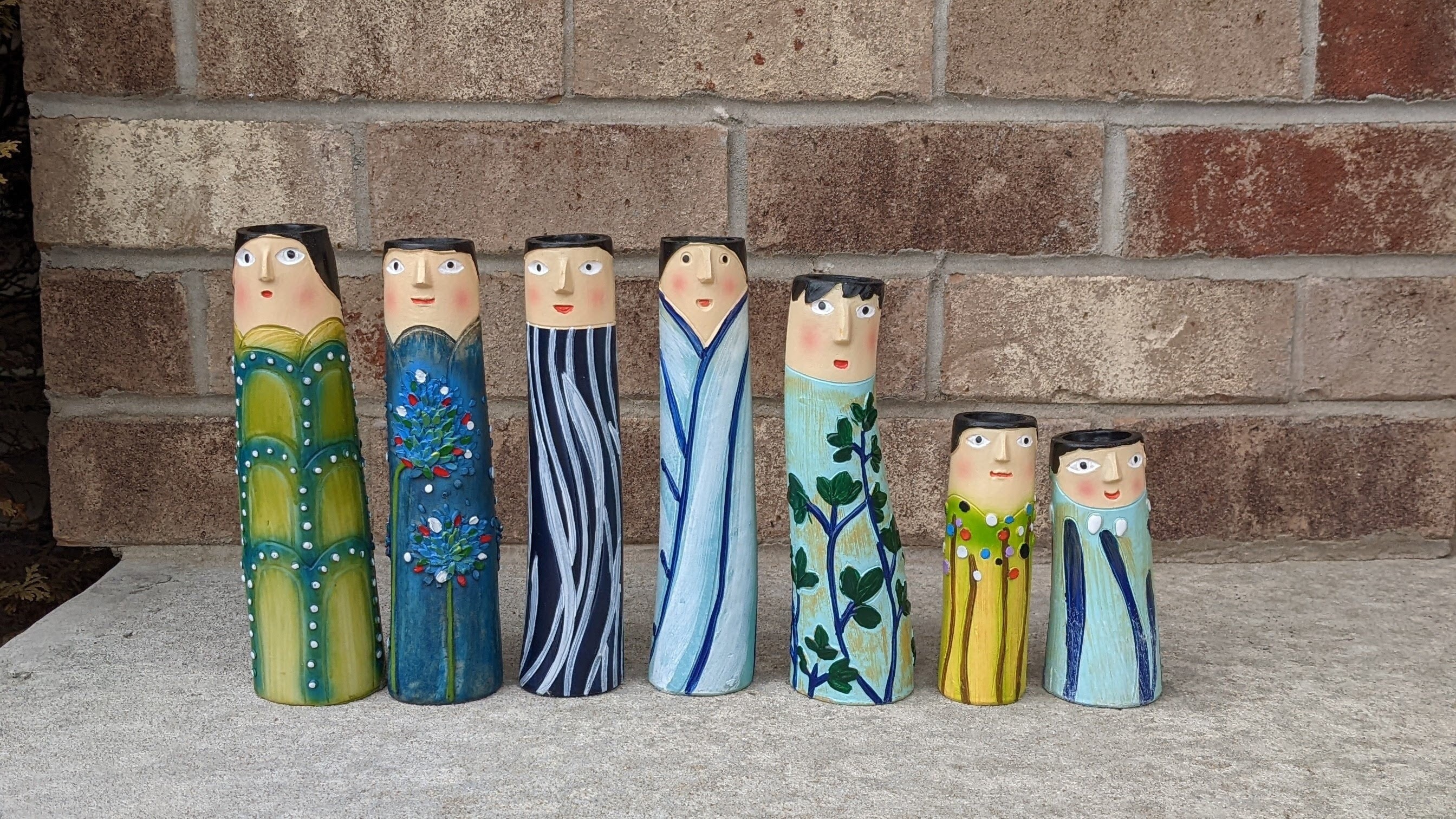 Vintage 2000s- Y2k- Handpainted Figurines- Handmade- Folk Art-dolls ...