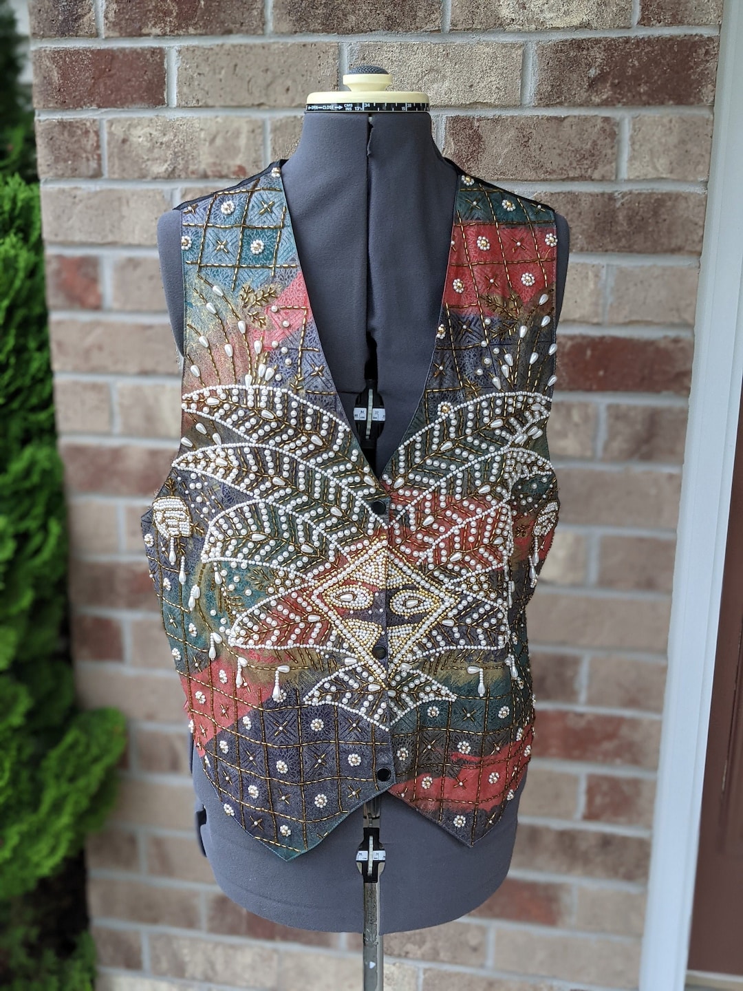 Vintage 90s- 80s- Beaded Vest- Wearable Art- Fancy- Vests- Art Deco ...