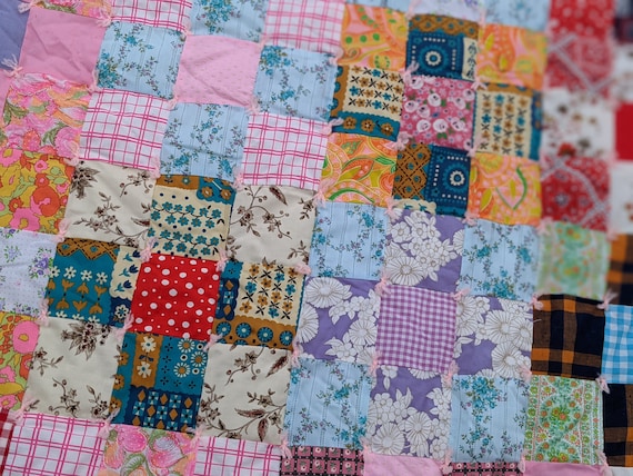 Vintage 70s Quilt That 70's Quilt Patchwork Handmade - Etsy