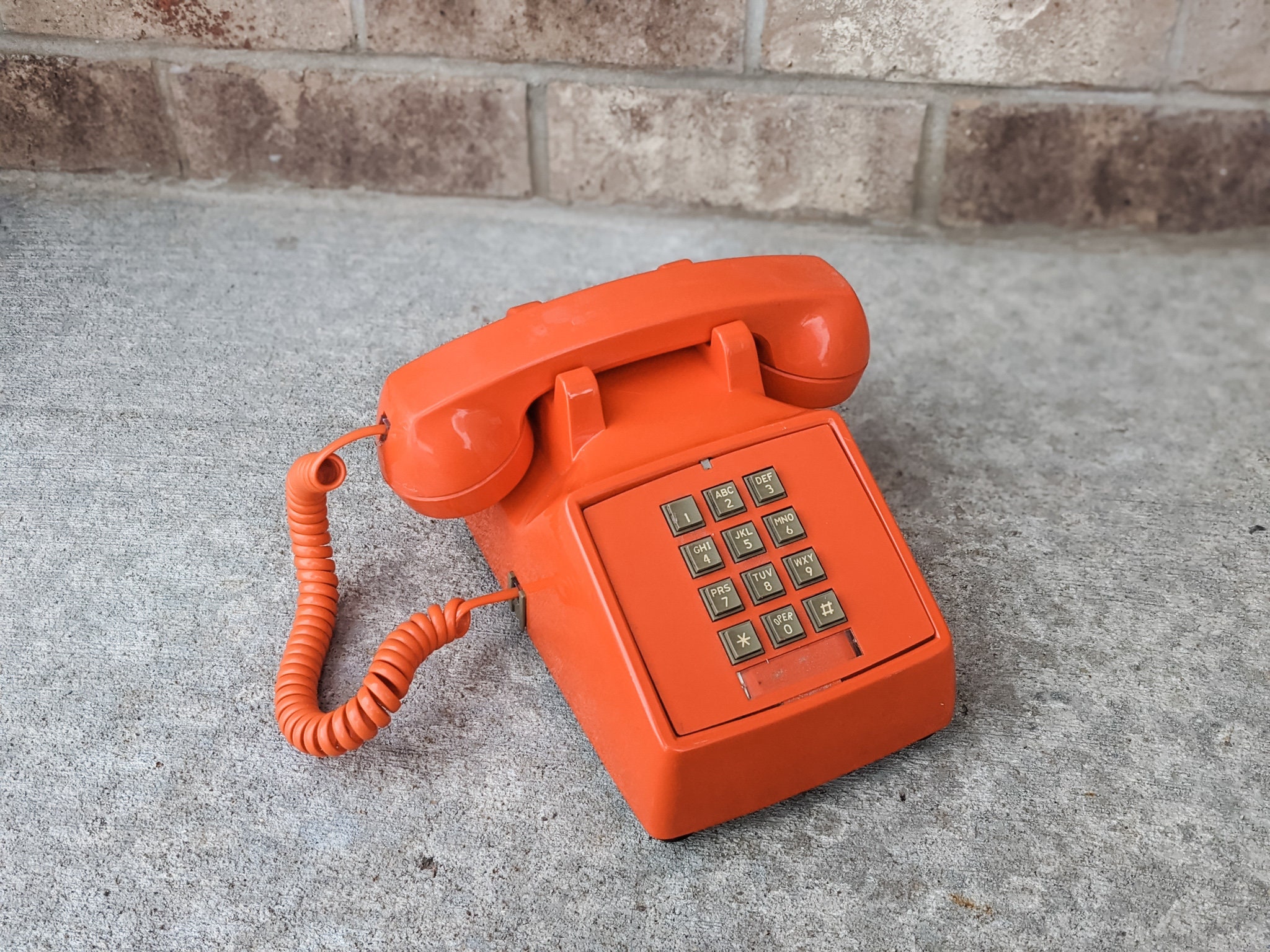 Vintage 70s- Rotary Telephone- Orange- Funky- Retro- Mid Century Modern ...