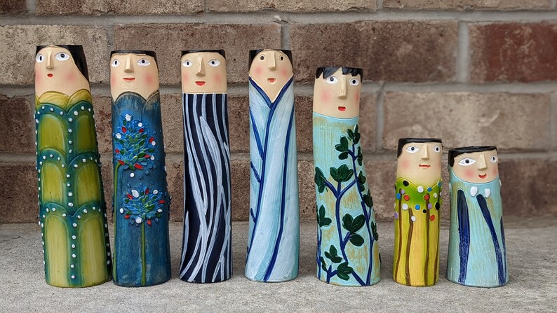 Vintage 2000s- Y2k- Handpainted Figurines- Handmade- Folk Art-dolls ...