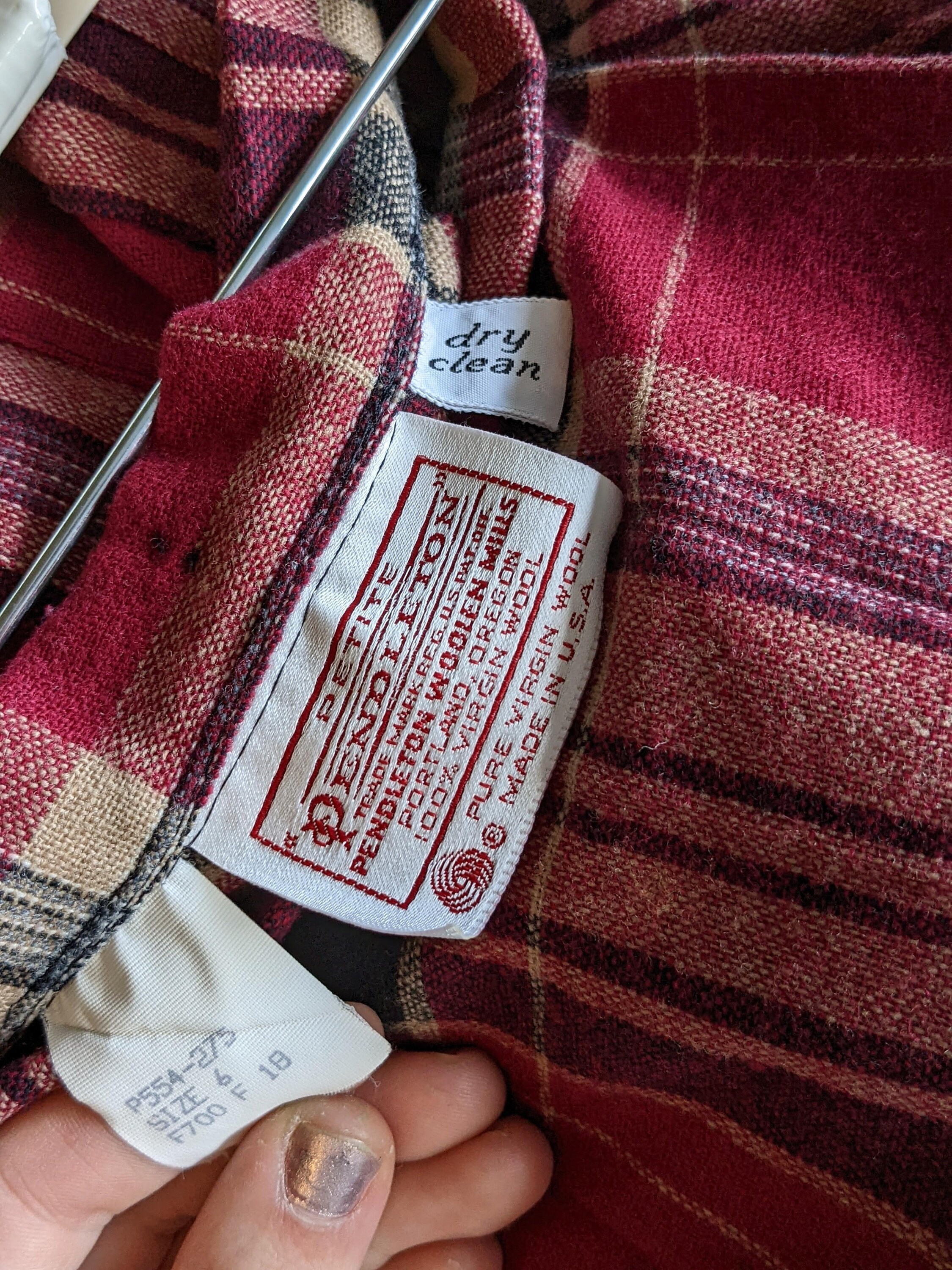 Vintage 70s 80s Wool Plaid Skirt Pendleton Authentic Brown Red Tan Retro Tartan Original Dark ...