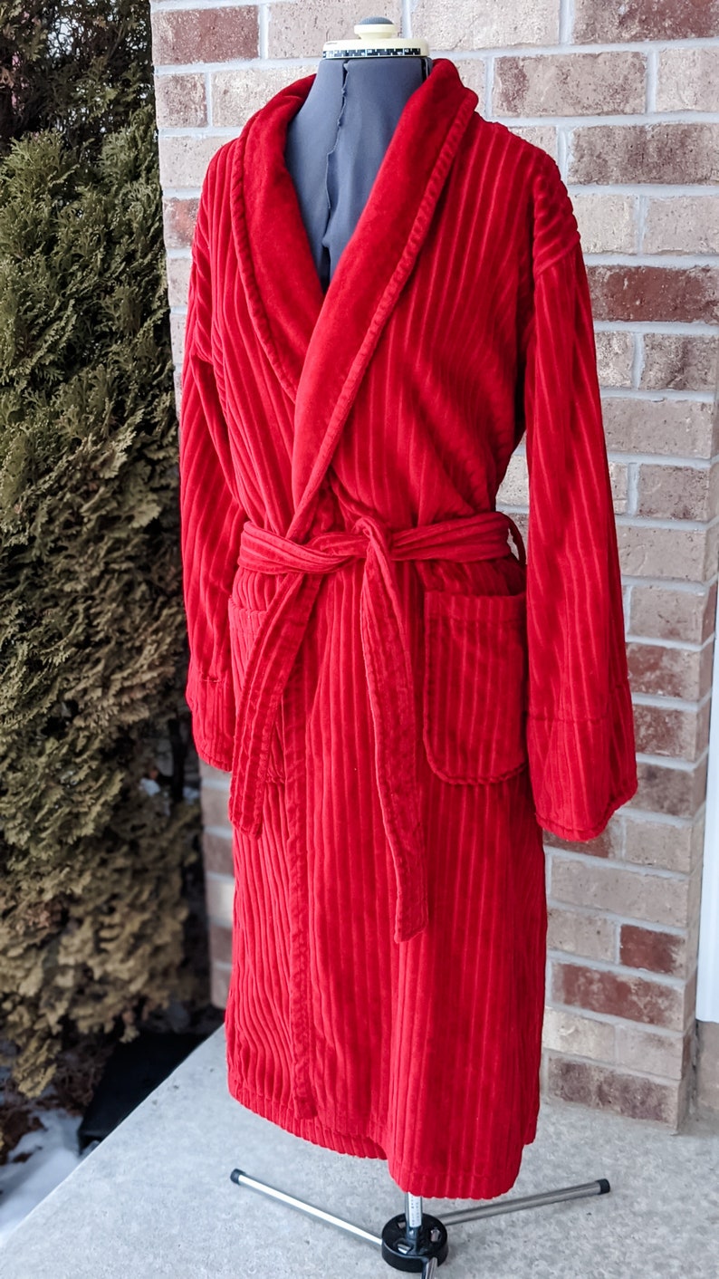 Vintage 90s 2000s Y2k Luxury Bathrobe Red Plush Laura Ashley Lush Retro ...