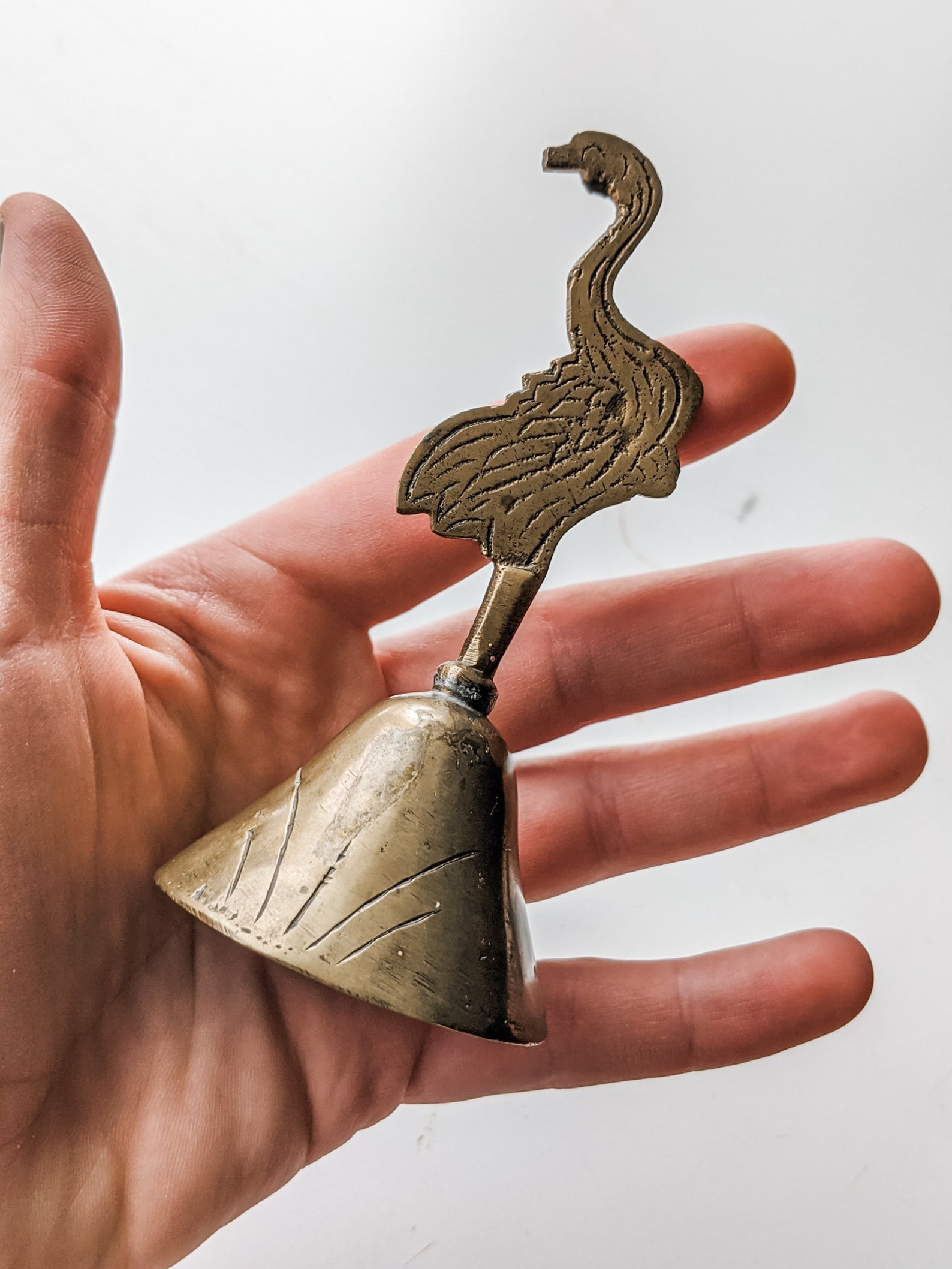Vintage 80s- Brass Crane Bell- Pagan- Altar- Spirit Guide- Sacred ...