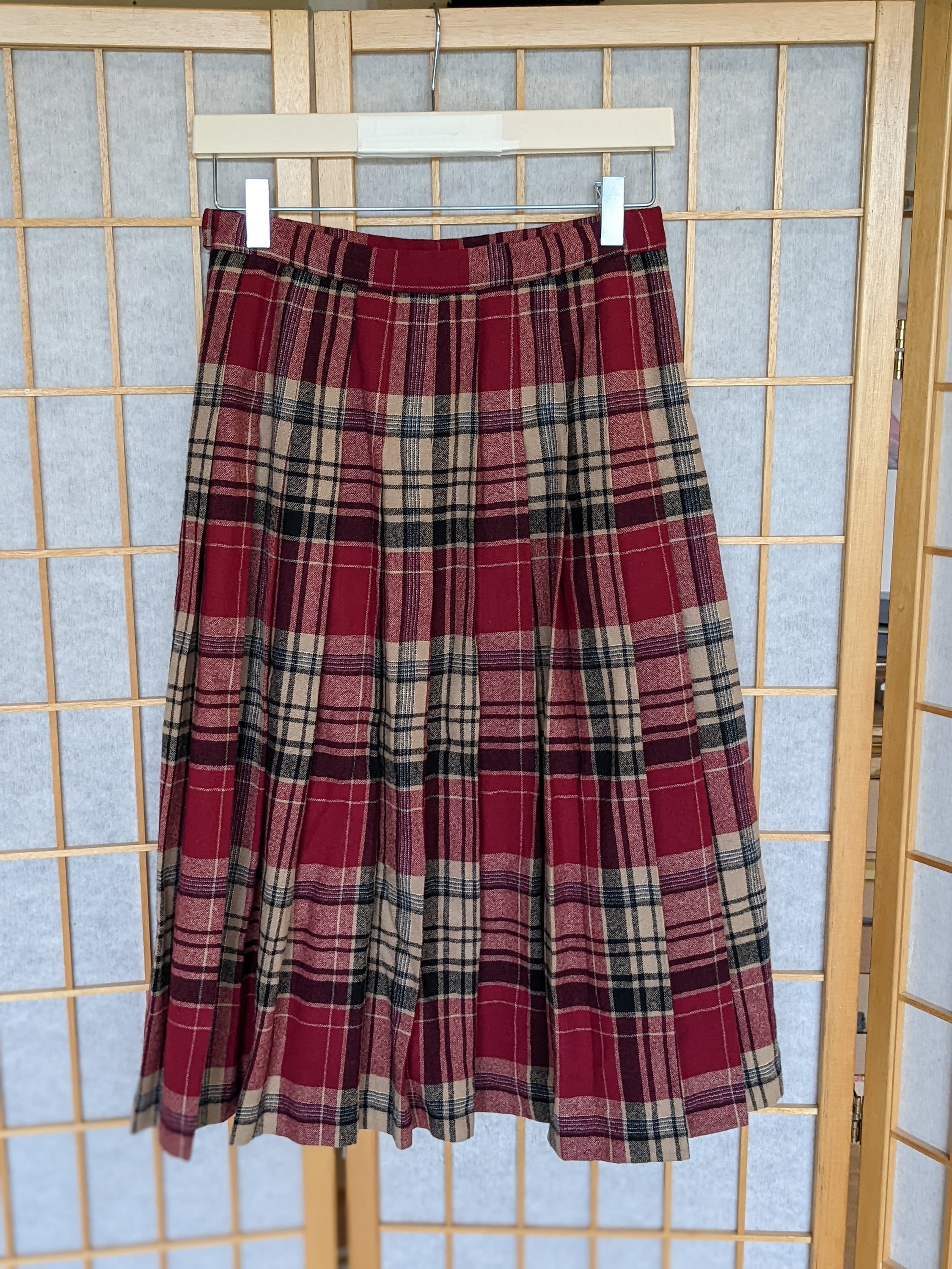Vintage 70s 80s Wool Plaid Skirt Pendleton Authentic Brown Red Tan ...