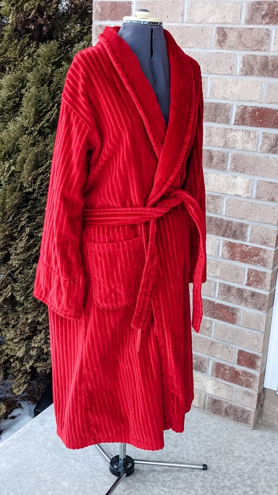Vintage 90s- 2000s- y2k- Luxury Bathrobe- Red- Plush-… - Gem