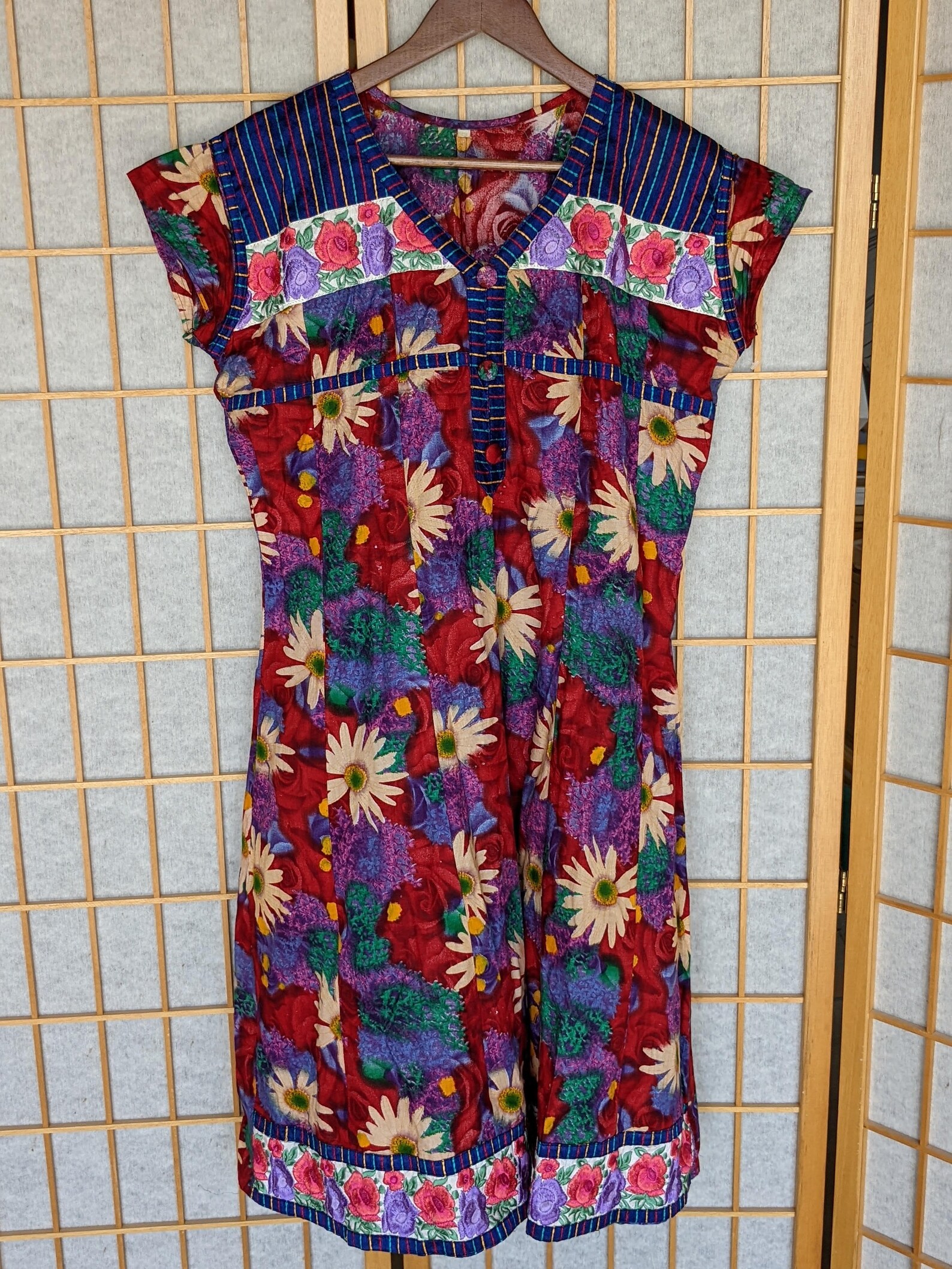 Vintage 90s- 2000s- Y2k- Rainbow Daisy Dress- Striped- Tunic- Boho ...