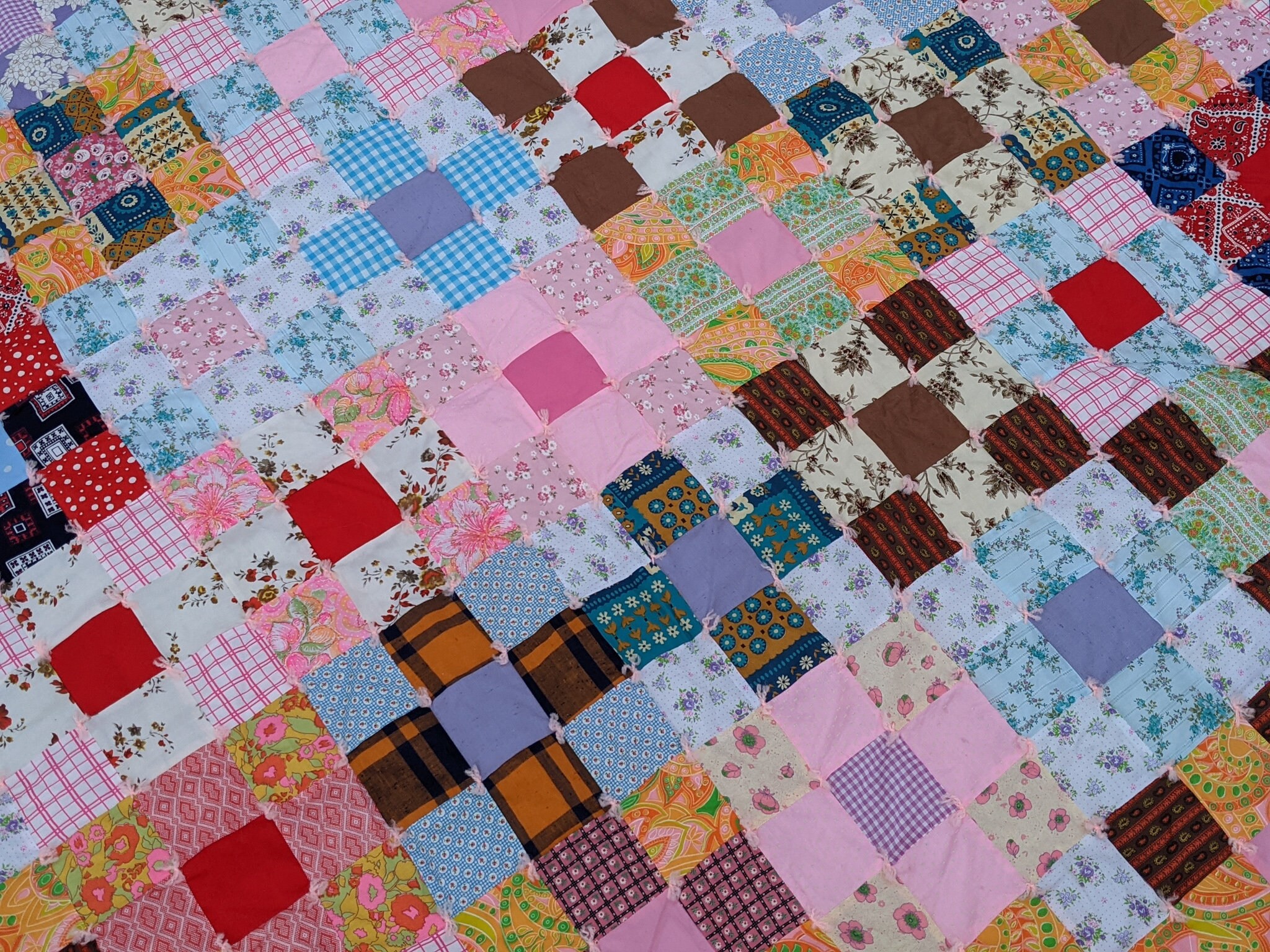 Vintage 70s- Quilt- That 70's Quilt- Patchwork- Handmade- Boho ...