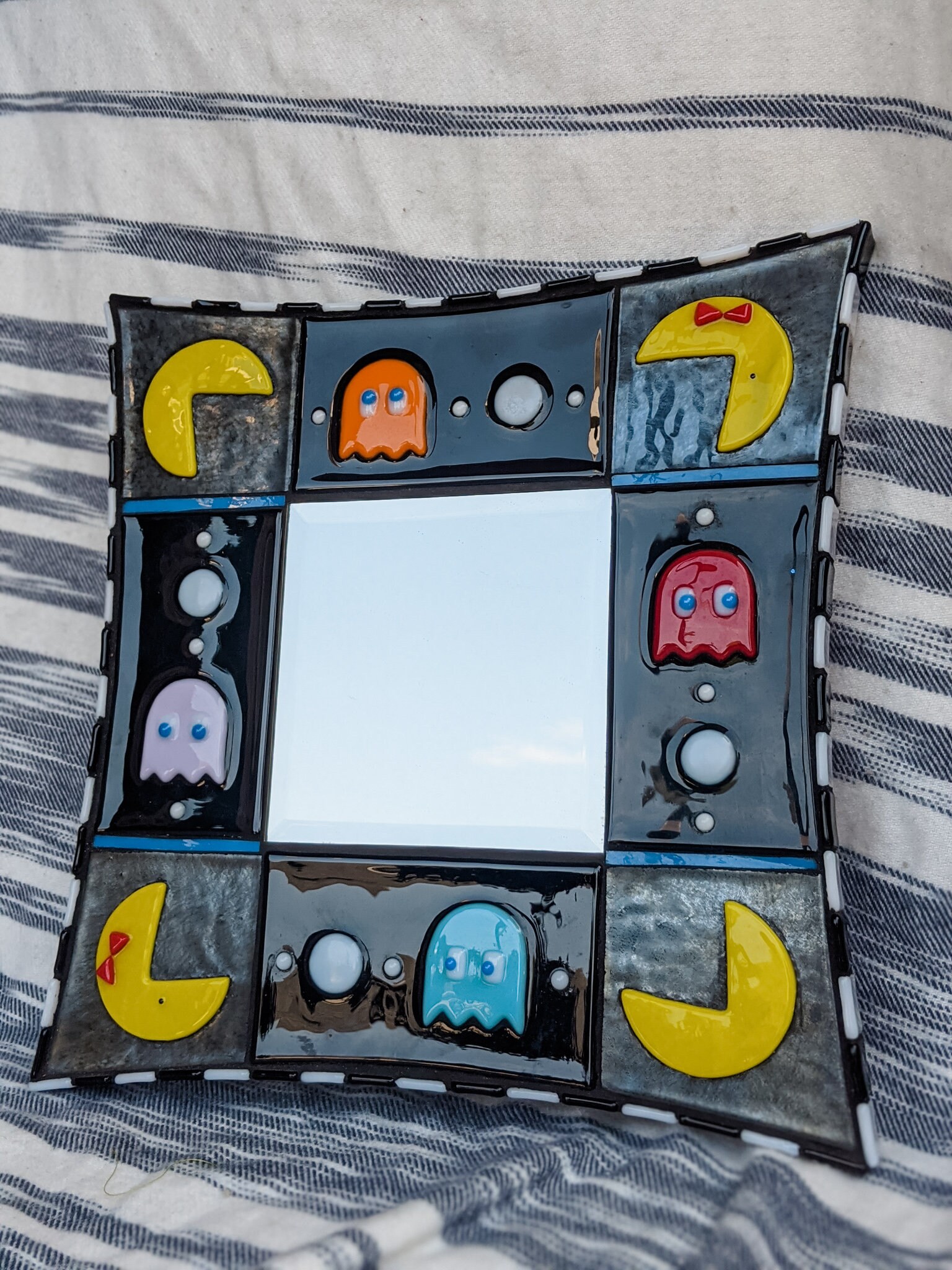 Handmade Retro Pac-man Mirror Glass Ms.pacman Gamer - Etsy
