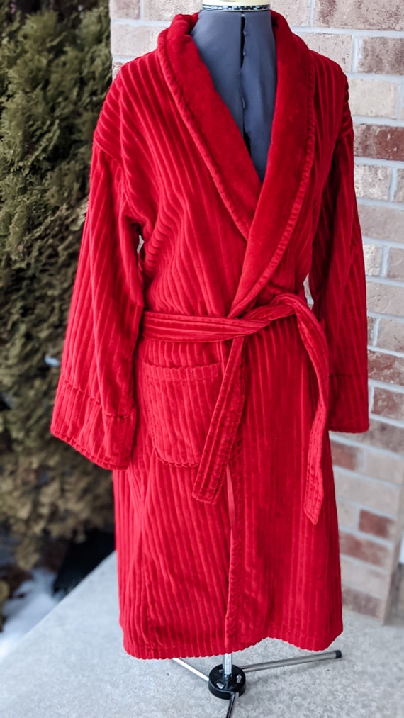 Vintage 90s- 2000s- y2k- Luxury Bathrobe- Red- Plush-… - Gem