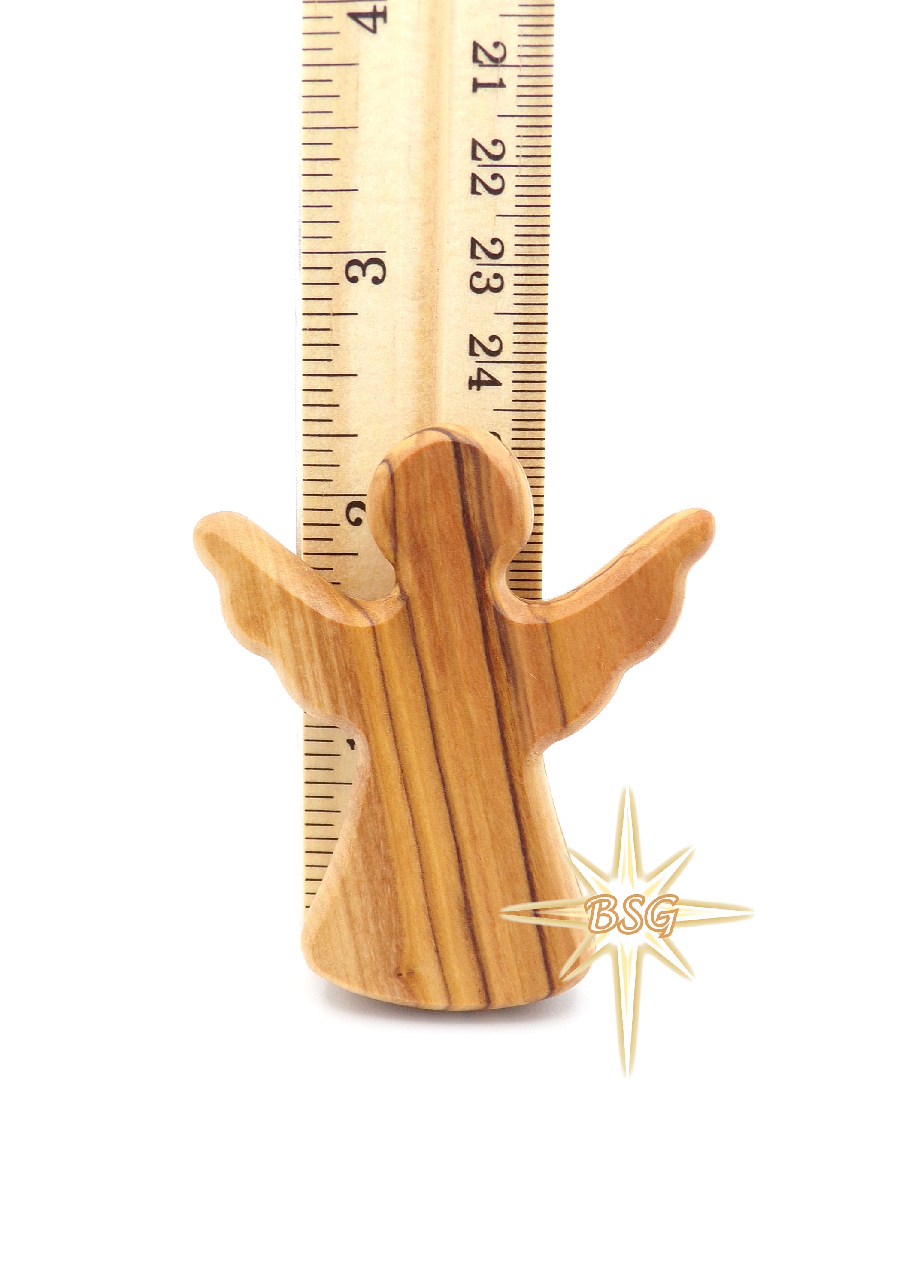 Customized Olive Wood Guardian Angel: Engraved Pocket Keepsake - Etsy