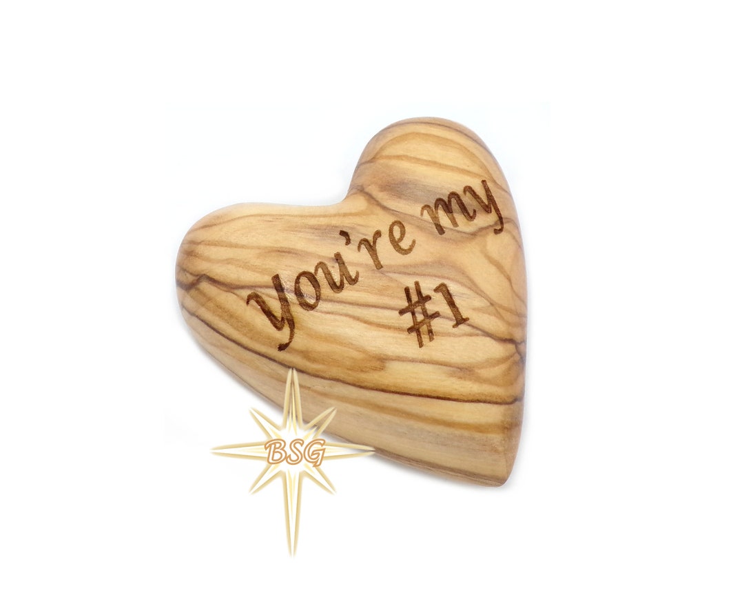 Personalized Wooden Hearts. Olive Wood 3D Heart. Engraved Valentines ...