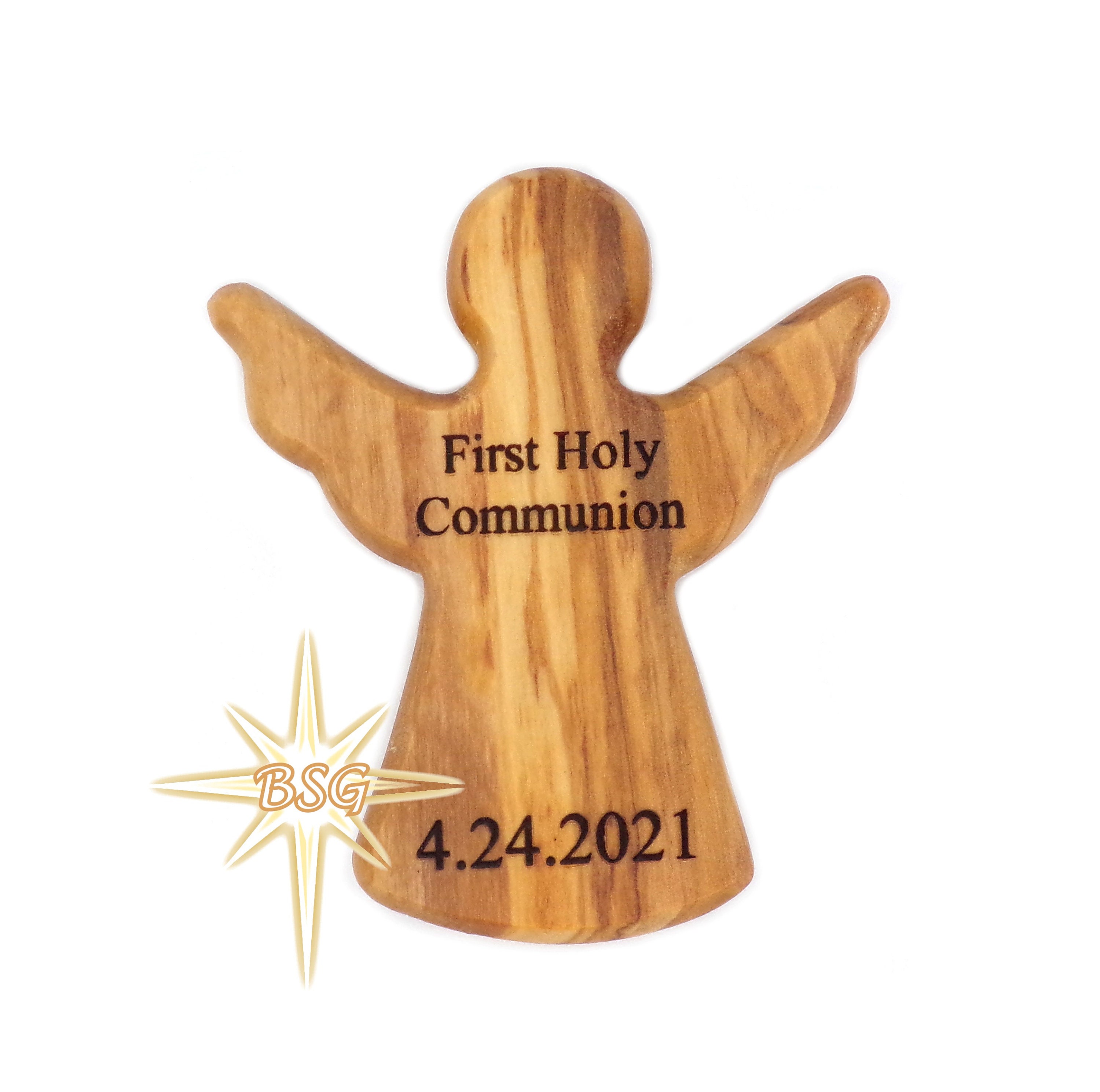 Customized Olive Wood Guardian Angel: Engraved Pocket Keepsake - Etsy