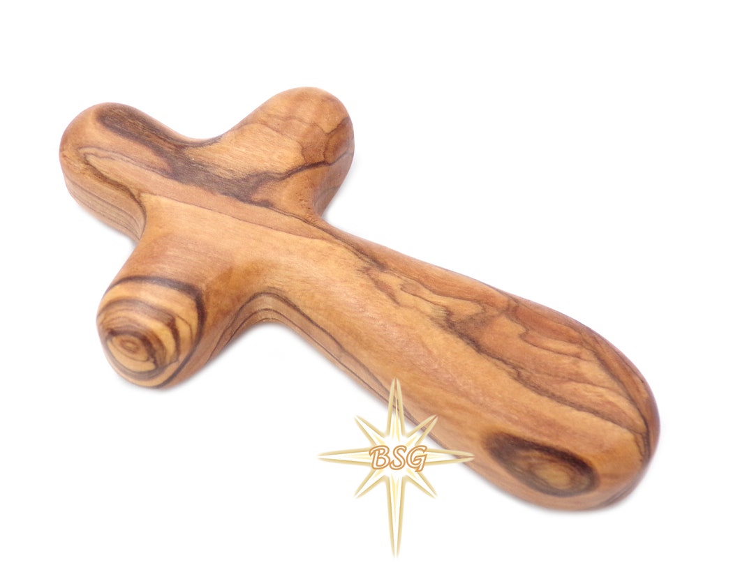 Comfort Cross, Olive Wood Handheld Prayer Cross, Palm Pocket Cross ...