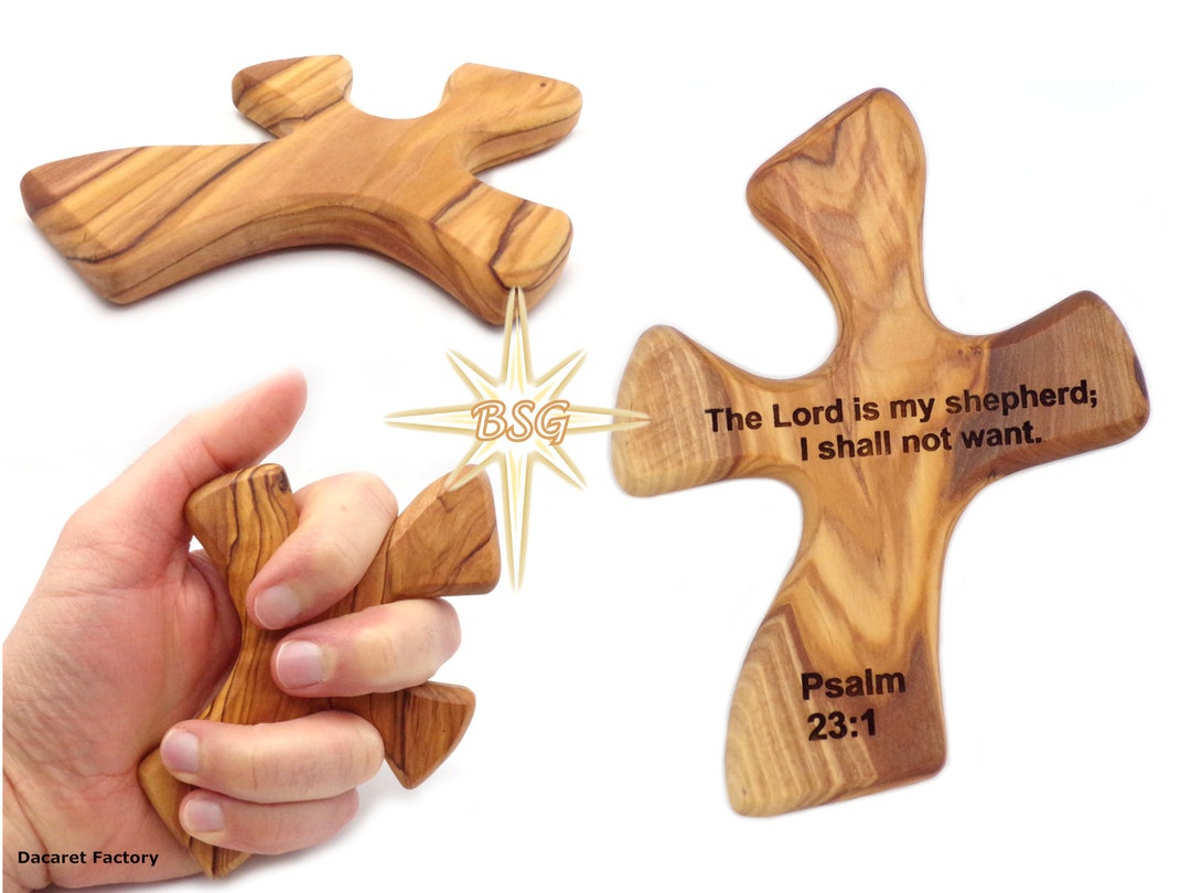 Olive Wood Comfort Cross: Psalm 23, Healing Prayer Gift - Etsy