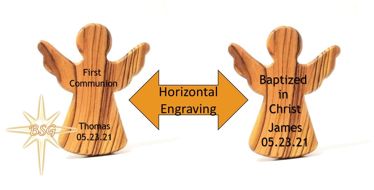 Customized Olive Wood Guardian Angel: Engraved Pocket Keepsake - Etsy