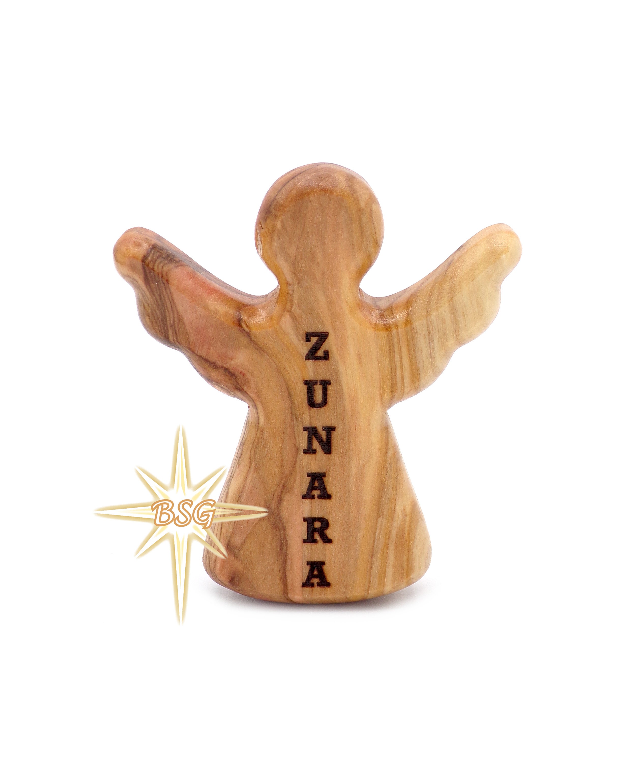 Customized Olive Wood Guardian Angel: Engraved Pocket Keepsake - Etsy