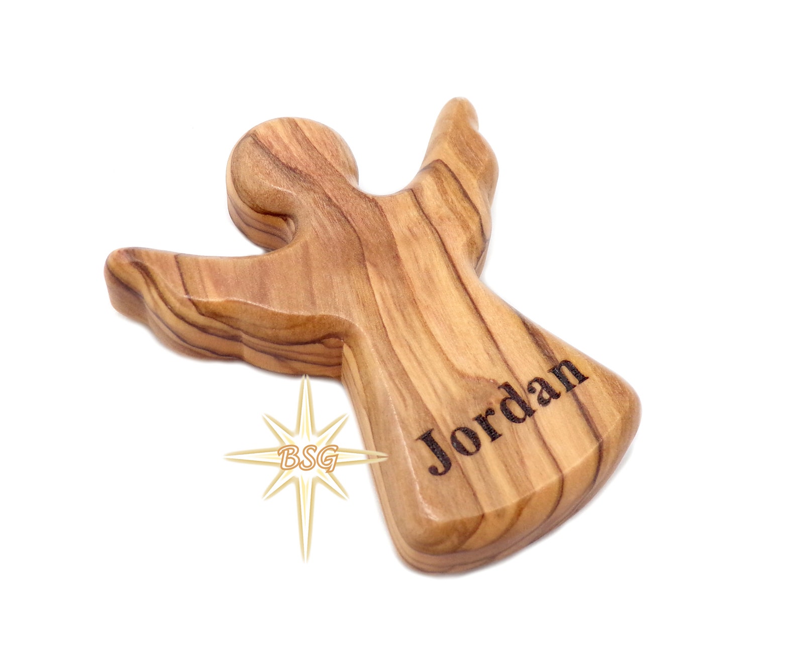 Customized Olive Wood Guardian Angel: Engraved Pocket Keepsake - Etsy