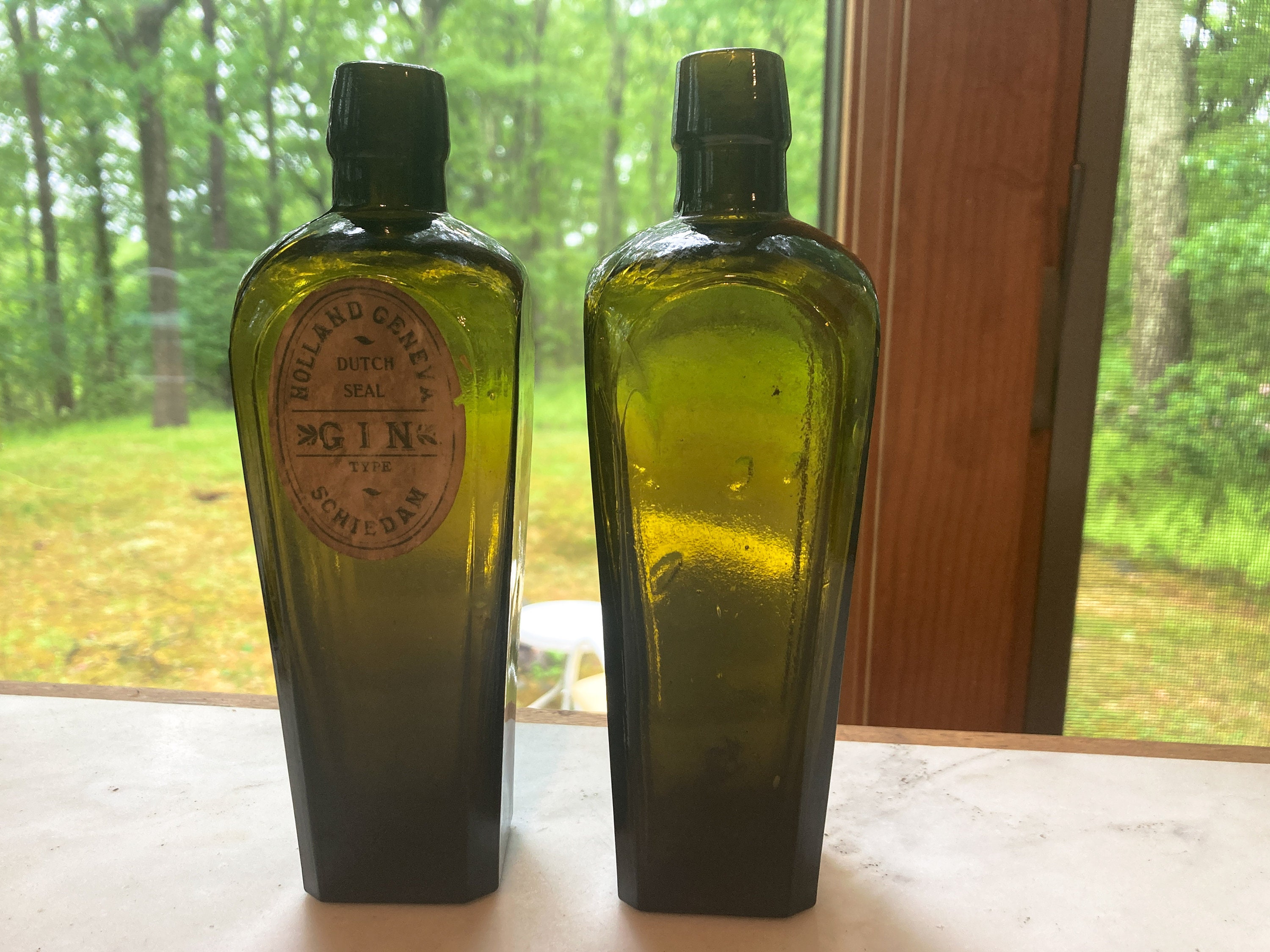 Vintage Dutch Gin Bottles - Olive Green Glass - Etsy