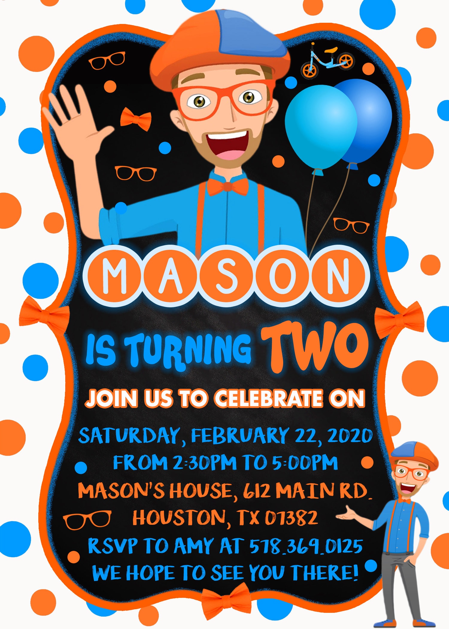 Paper & Party Supplies Invitations & Announcements Editable Blippi ...