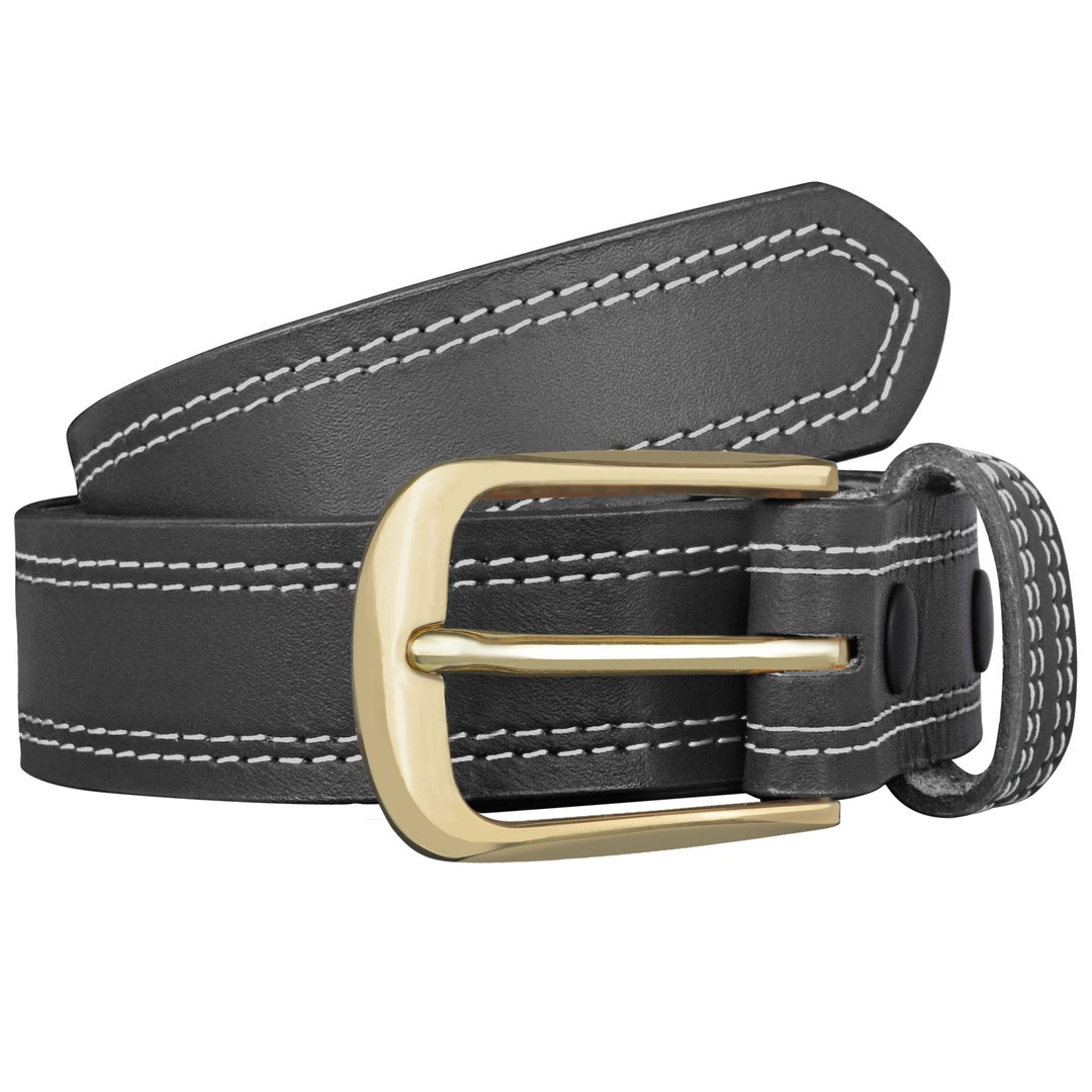 Leather Belts 100% Genuine Double Stitch Black / Brown 24'' to 64 ...