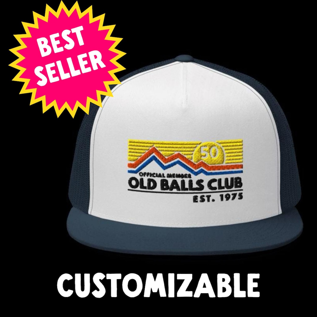 Men's 50th Birthday Trucker Cap, Old Balls Club Retro Hat Est 1975 for ...