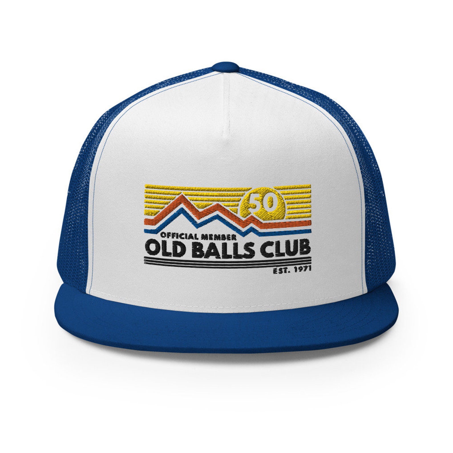 Men's 50th Birthday Trucker Cap, Old Balls Club Retro Hat Est 1975 for ...