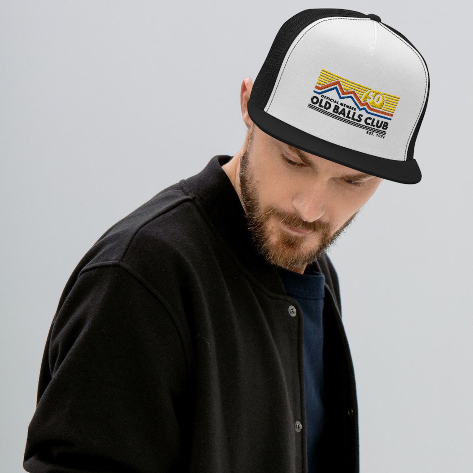 Men's 50th Birthday Trucker Cap, Old Balls Club Retro Hat Est 1975 for ...