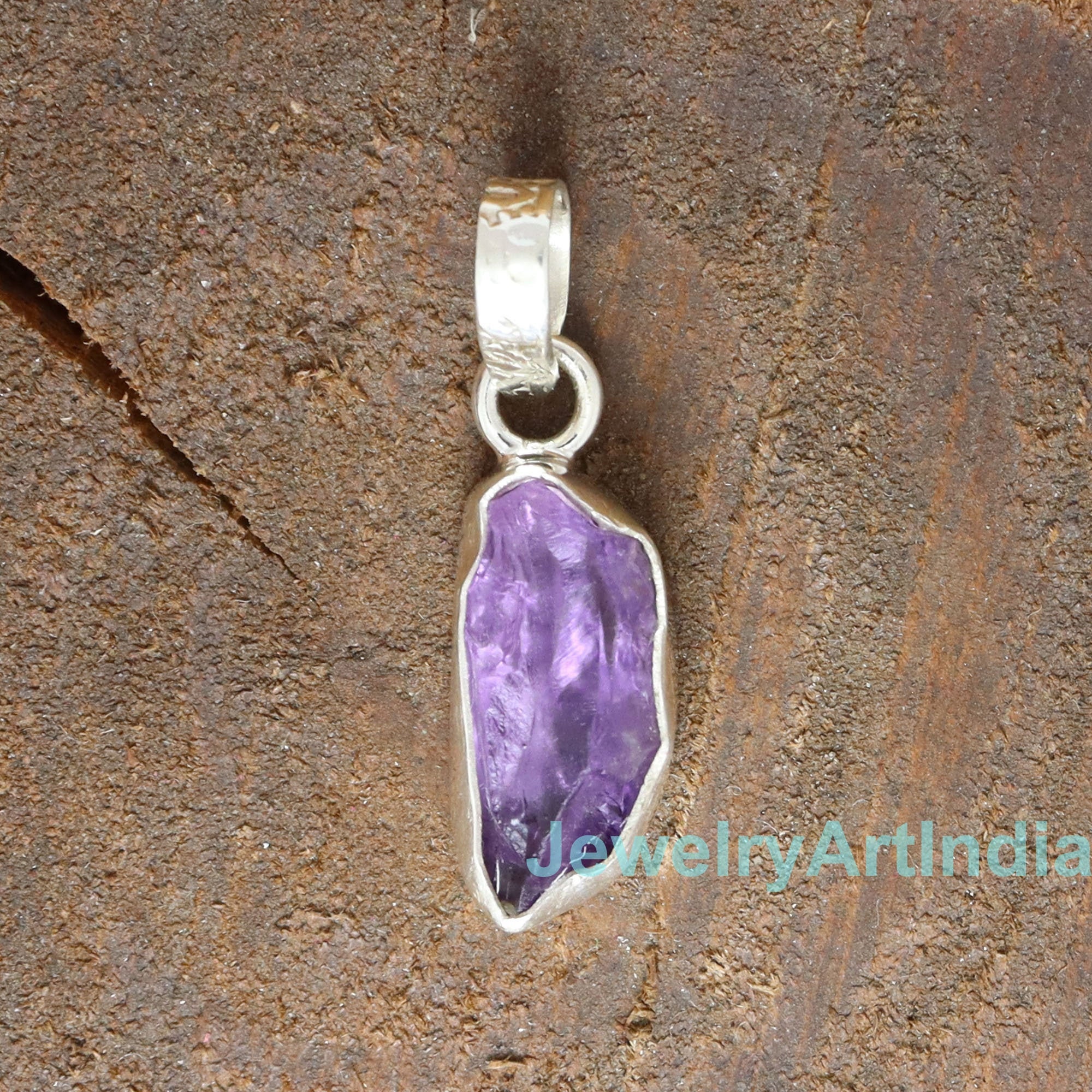 Raw Amethyst Pendant Natural Rough Amethyst Charm Raw | Etsy