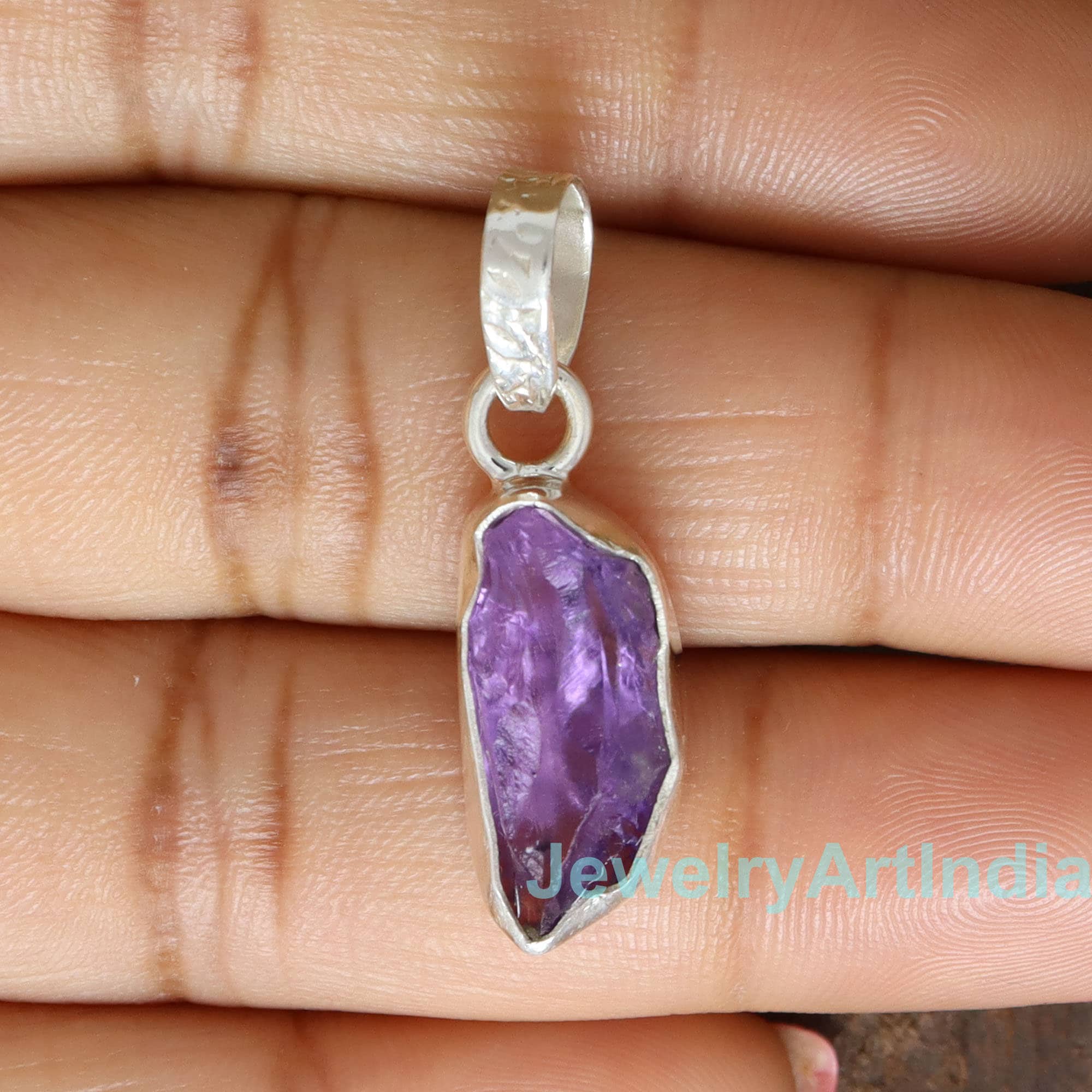Raw Amethyst Pendant Natural Rough Amethyst Charm Raw | Etsy