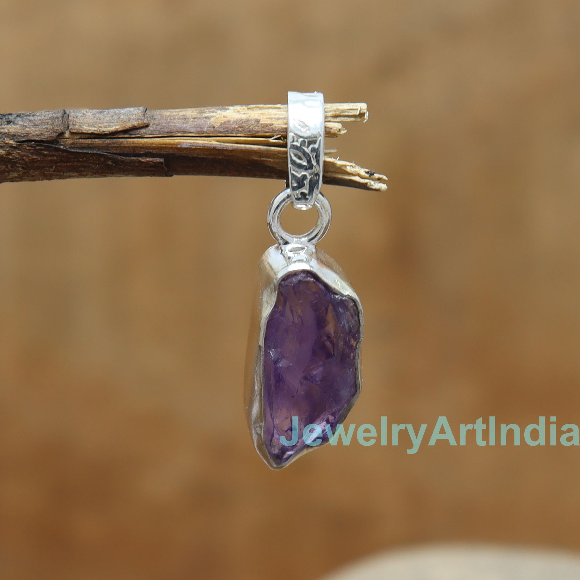 Raw Amethyst Pendant Natural Rough Amethyst Charm Raw | Etsy