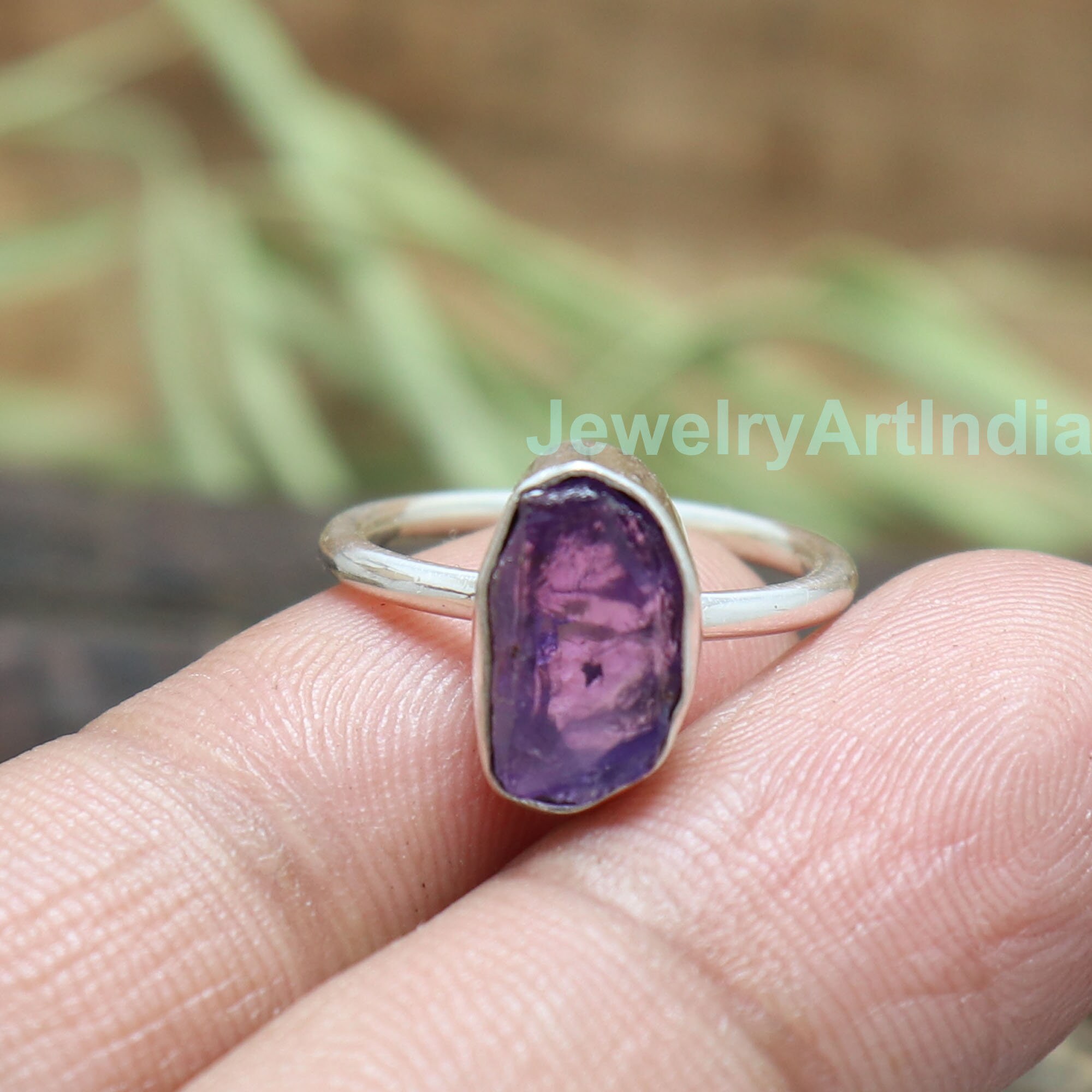 Raw Amethyst Ring Amethyst Rough Ring Natural Raw Stone | Etsy