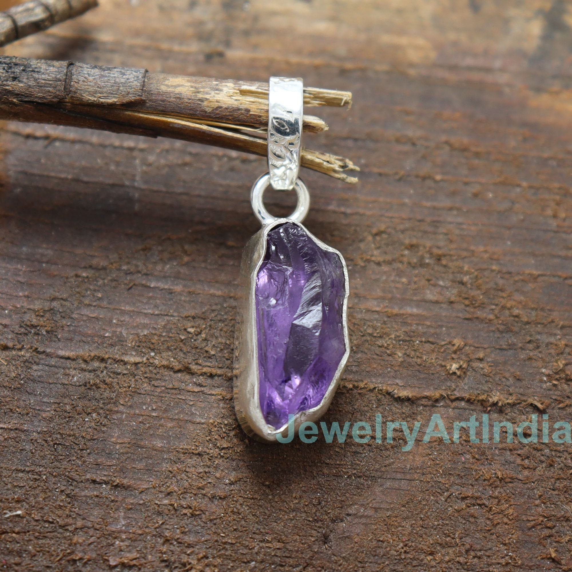 Raw Amethyst Pendant Natural Rough Amethyst Charm Raw | Etsy