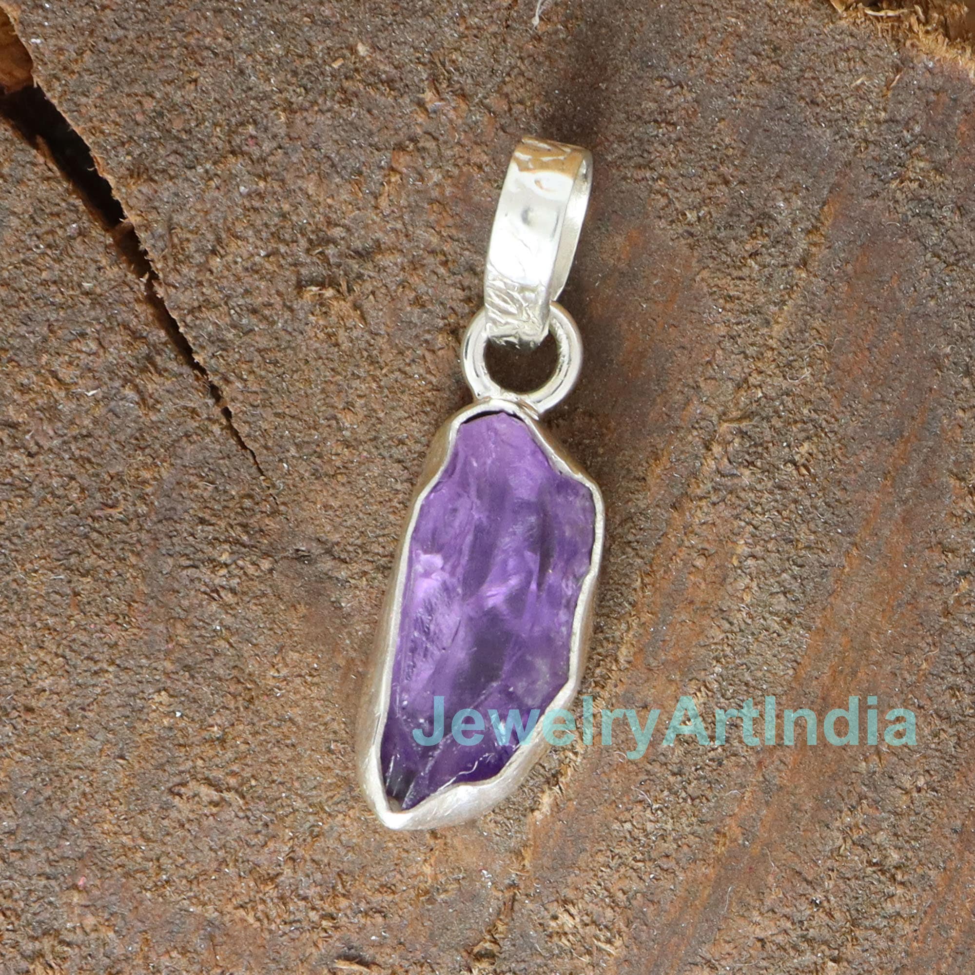 Raw Amethyst Pendant Natural Rough Amethyst Charm Raw | Etsy