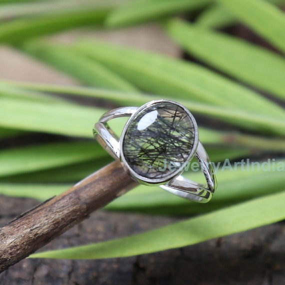 Tourmalinated Quartz Ring 925 Sterling Silver Ring Gift for | Etsy