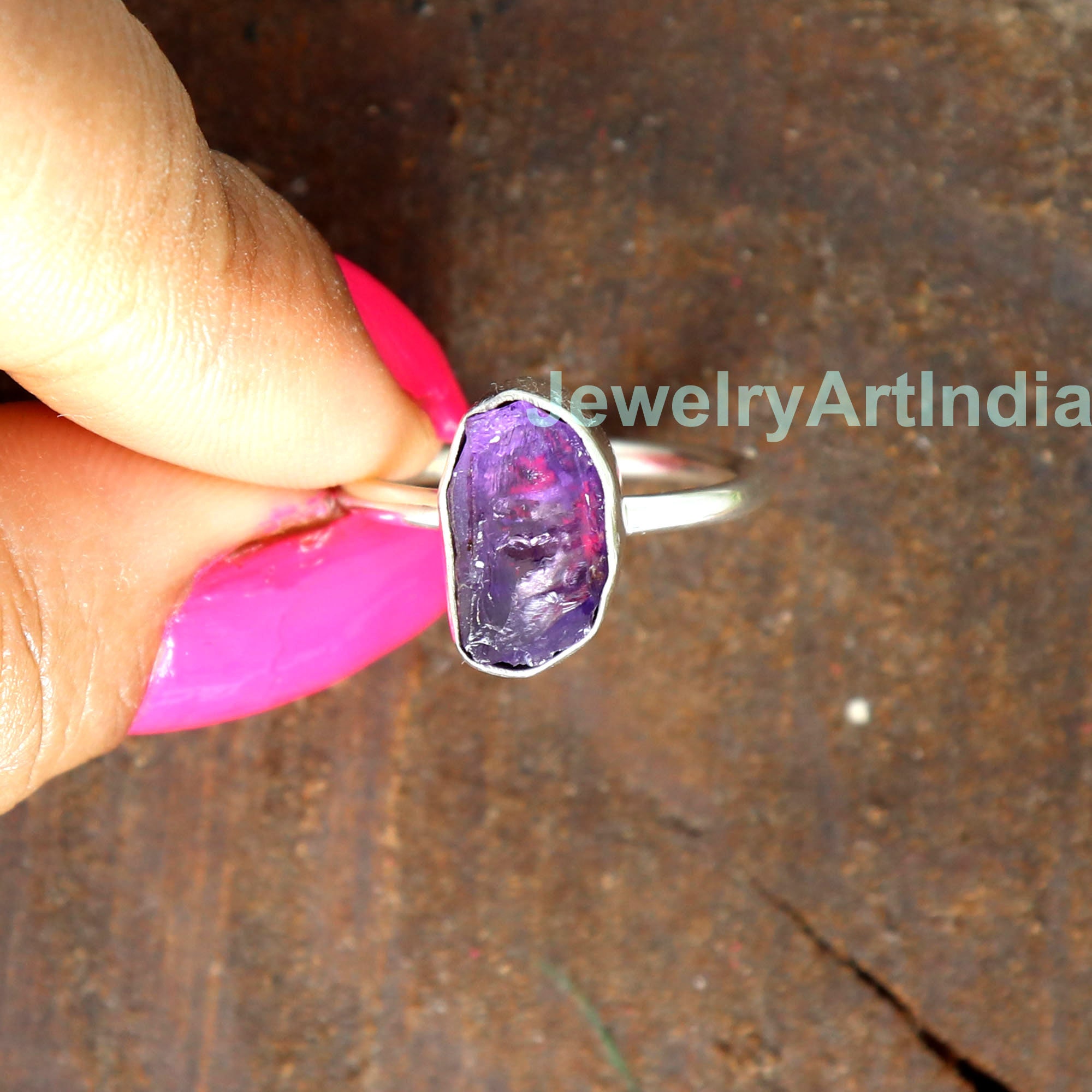 Raw Amethyst Ring Amethyst Rough Ring Natural Raw Stone | Etsy