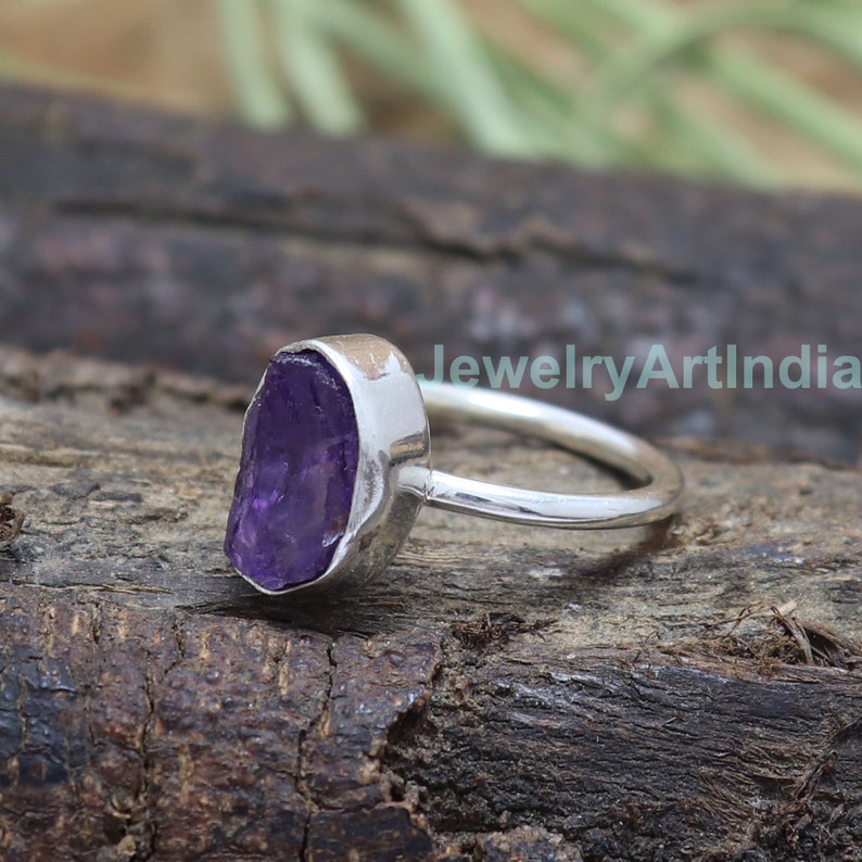 Raw Amethyst Ring Amethyst Rough Ring Natural Raw Stone | Etsy
