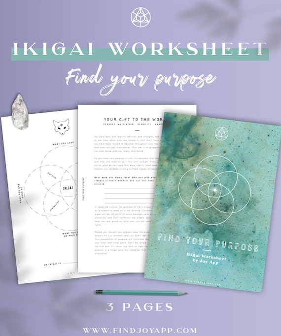 Ikigai Printable Worksheet 3 Pages Find Your Purpose - Etsy