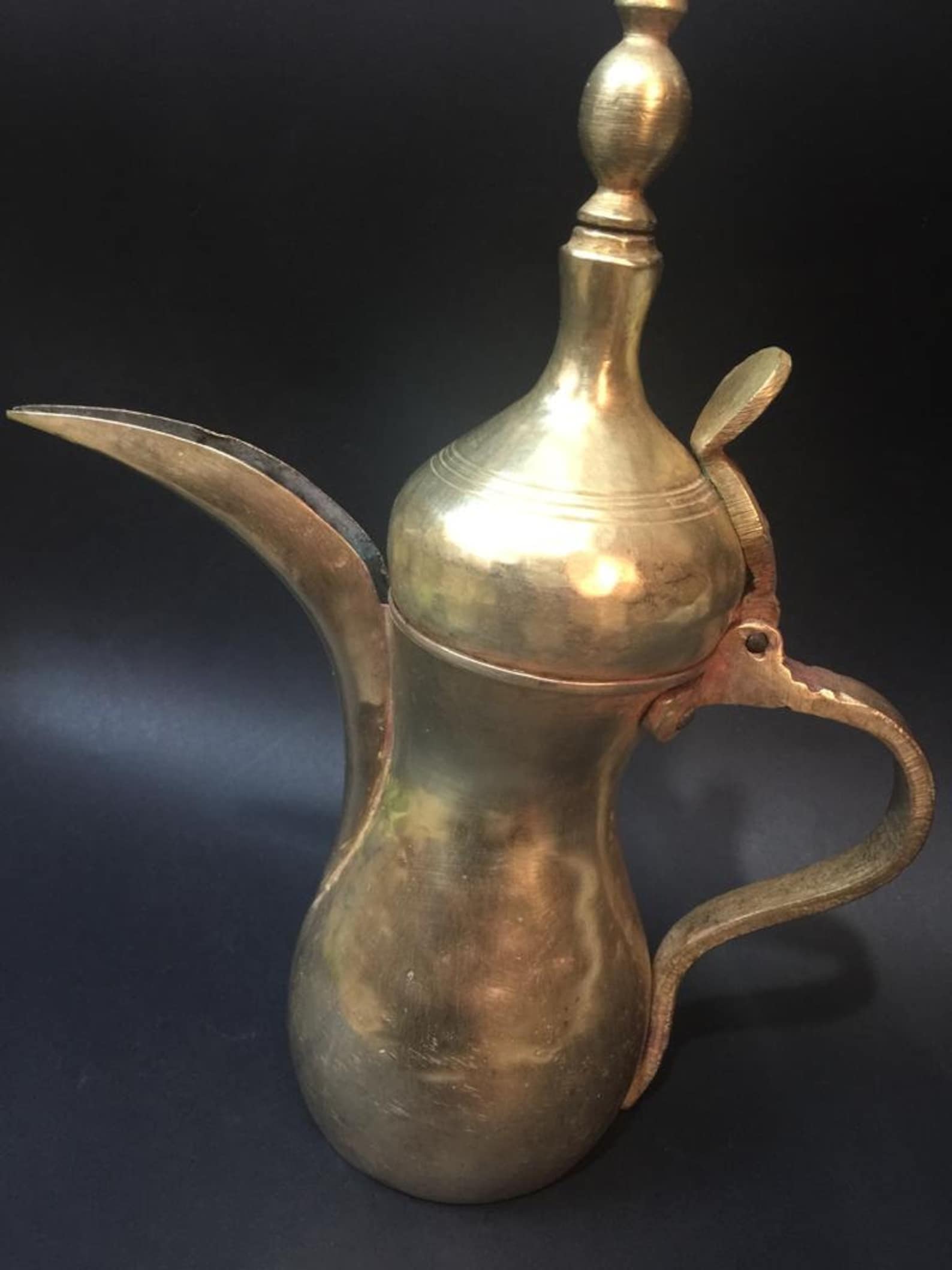 Antique Handmade Islamic Middle East Izzat Salhanie Dallah Brass Coffee ...