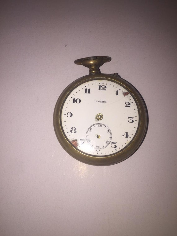 Vintage Figaro pocket Watch enlay brass alloy gold color metal | Etsy