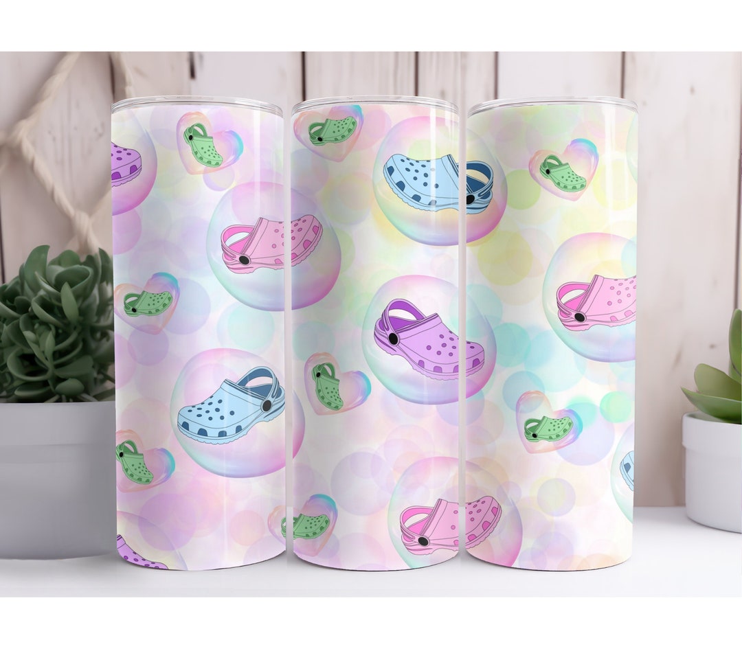 Pastel Croc Tumbler, Tumbler Cup, 20oz Stainless Steel Cup With Metal ...