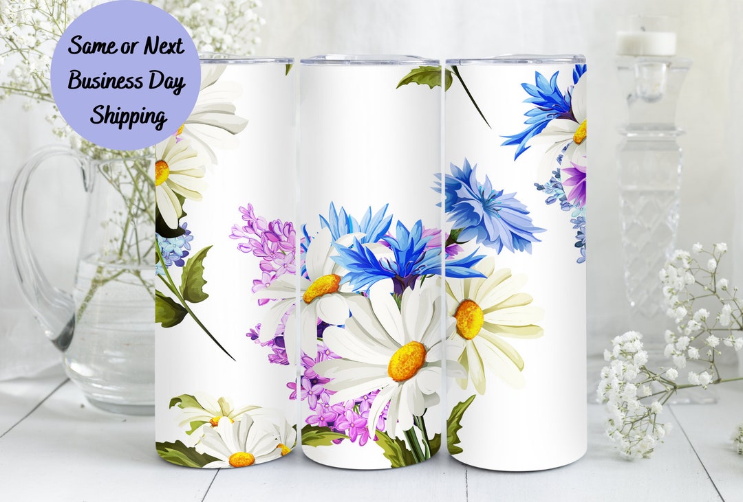 Colorful Flowers Tumbler, Tumbler Cup, 20oz Stainless Steel Cup With ...