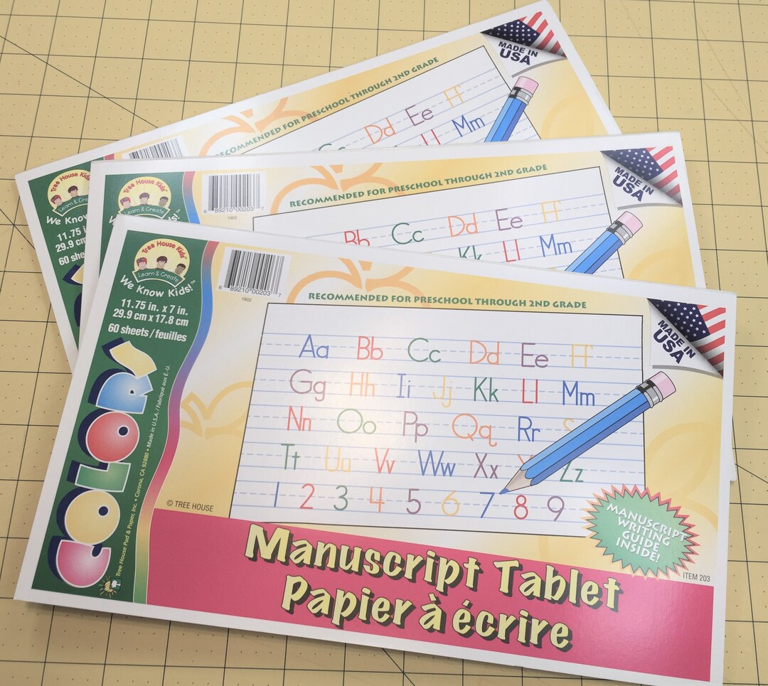 MANUSCRIPT TABLET Lot of 3 / Writing Guide Paper / Pre-k Through 2nd ...