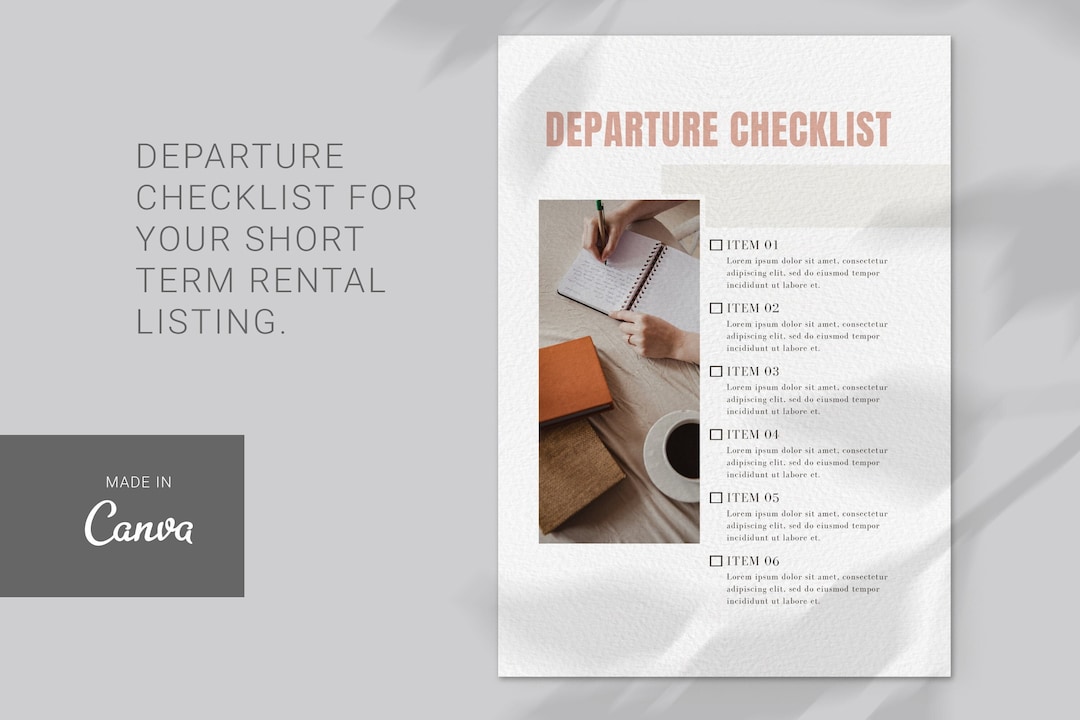 Modern Departure Checklist for Airbnb Host Canva Template Check in and ...