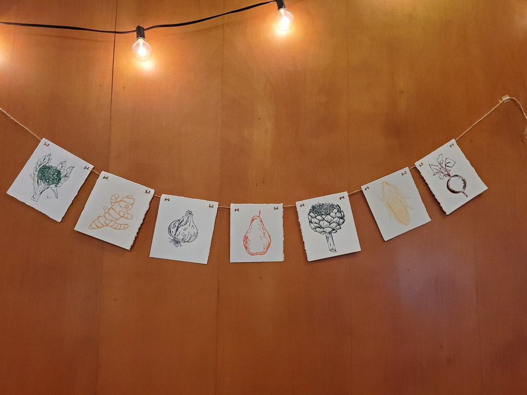 Relief Print Fruit and Vegetable Bunting - Etsy