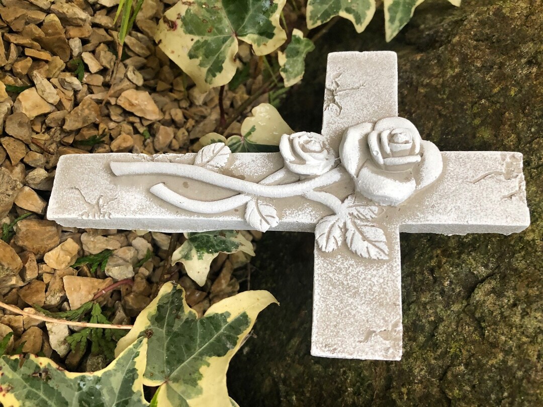 Grave Arrangement Jewelry Cross With 3D Roses Grave Angel Memorial ...