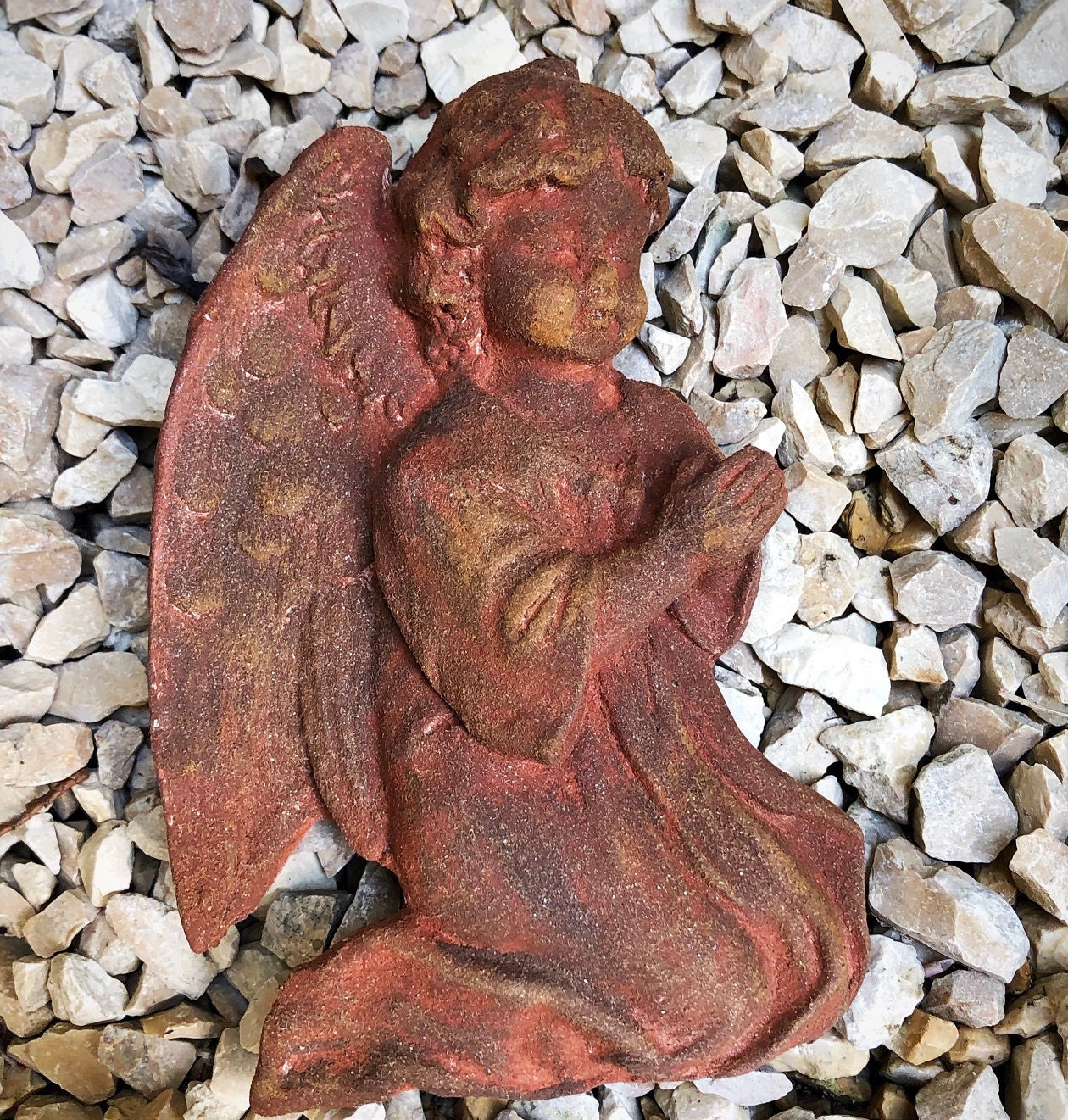 Engel Grabengel betend Gedenkstein Grabschmuck Grabdeko Trauerherz Rost ...