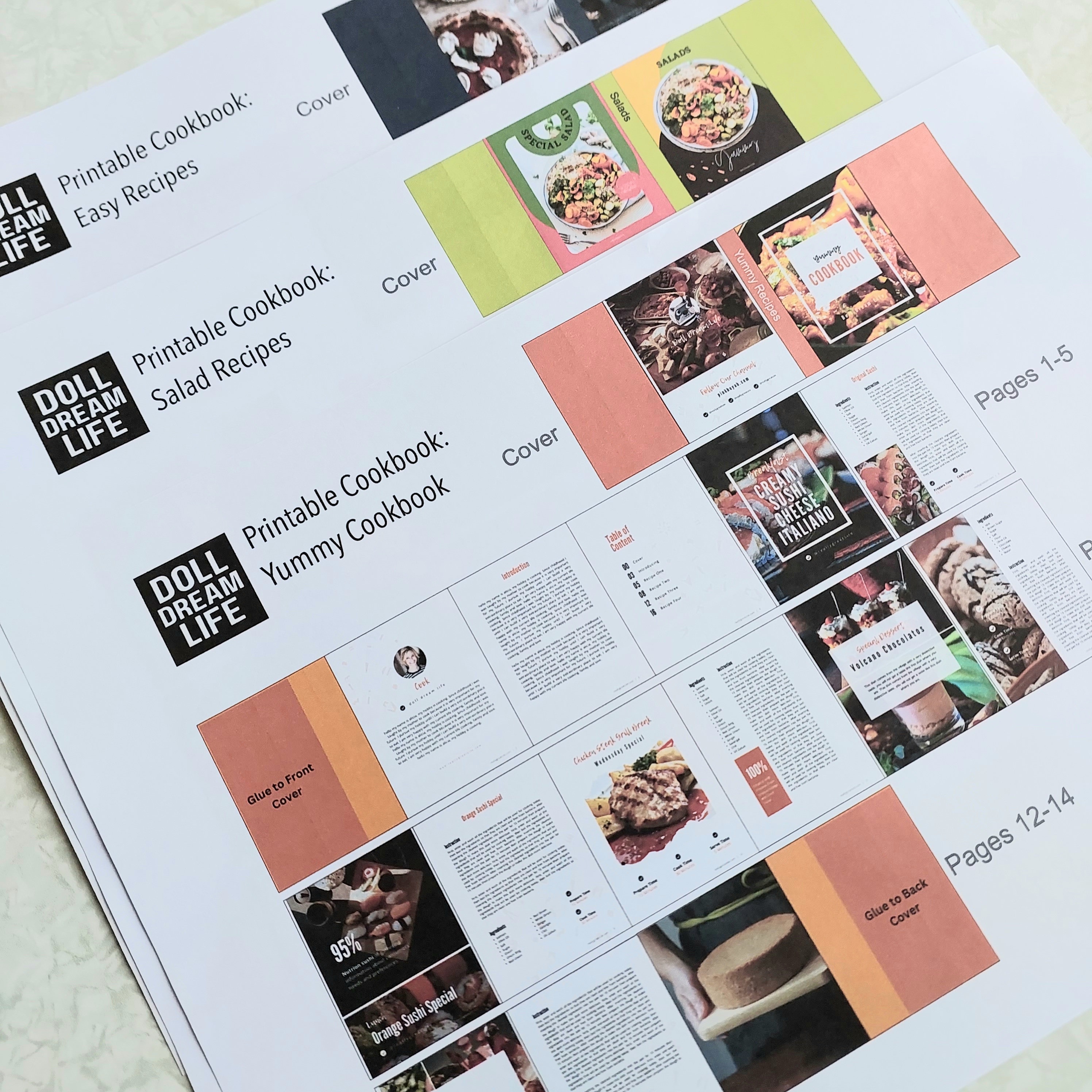 Miniature Cookbooks Printable for 1/6 Scale Barbie Blythe Dolls Digital ...