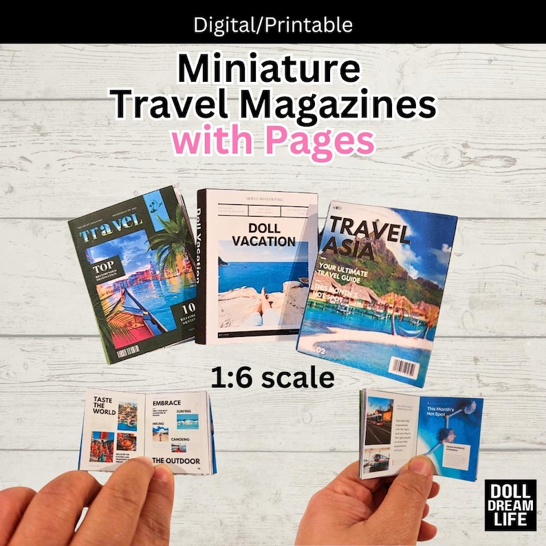 Miniature Travel Magazine Printable for 1/6 Scale Barbie Blythe Dolls ...