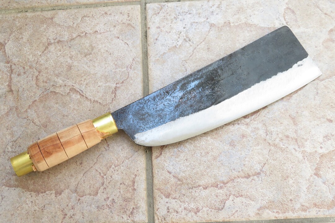 Crude - Premium 9 Inch Narrow Long Handle Carbon Steel Meat Cleaver - Etsy